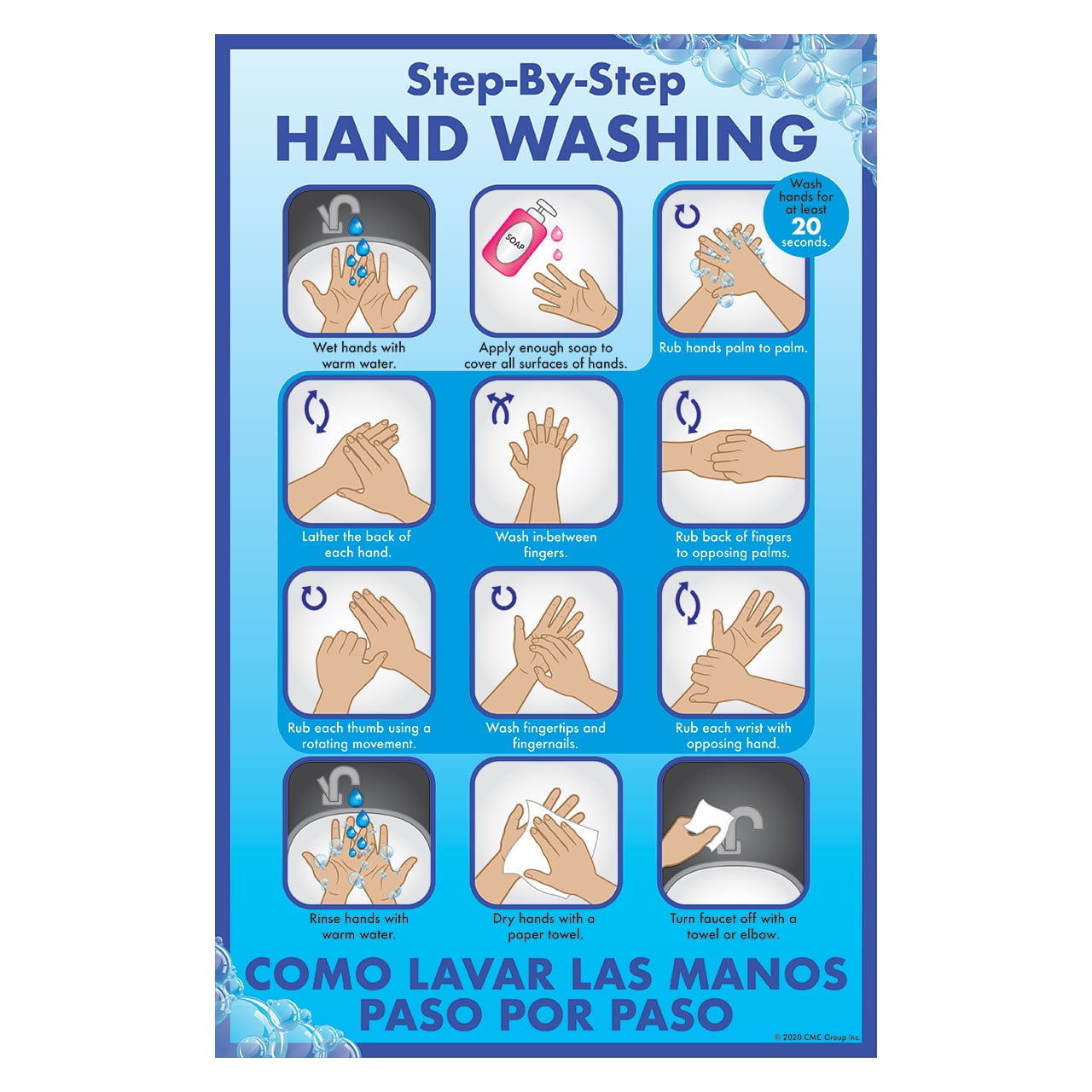 Hand Washing Steps Laminated Poster 11" x 17" - Walmart.com