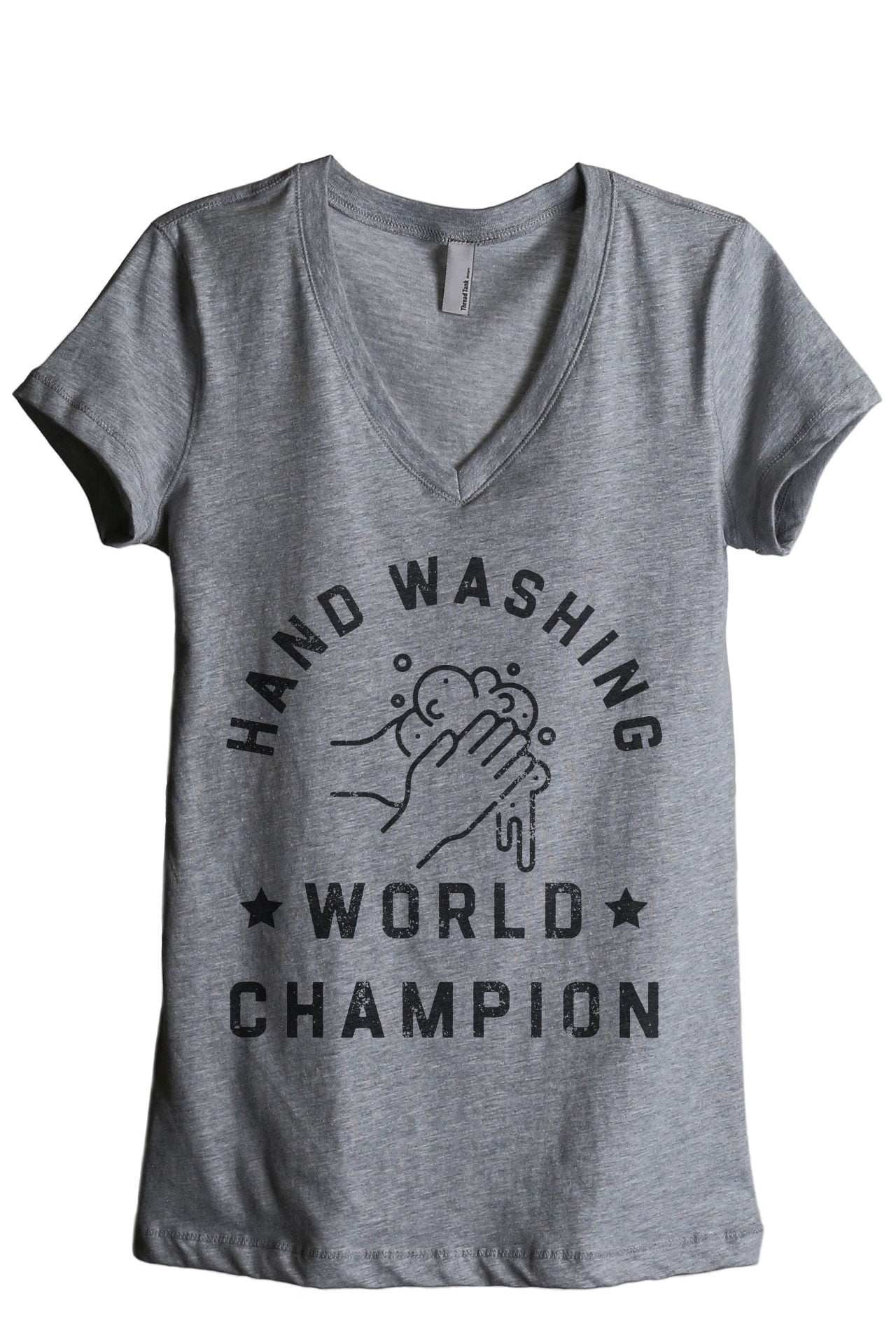 Hand Washing World Champion Women's Fashion Relaxed V-Neck T-Shirt Tee ...