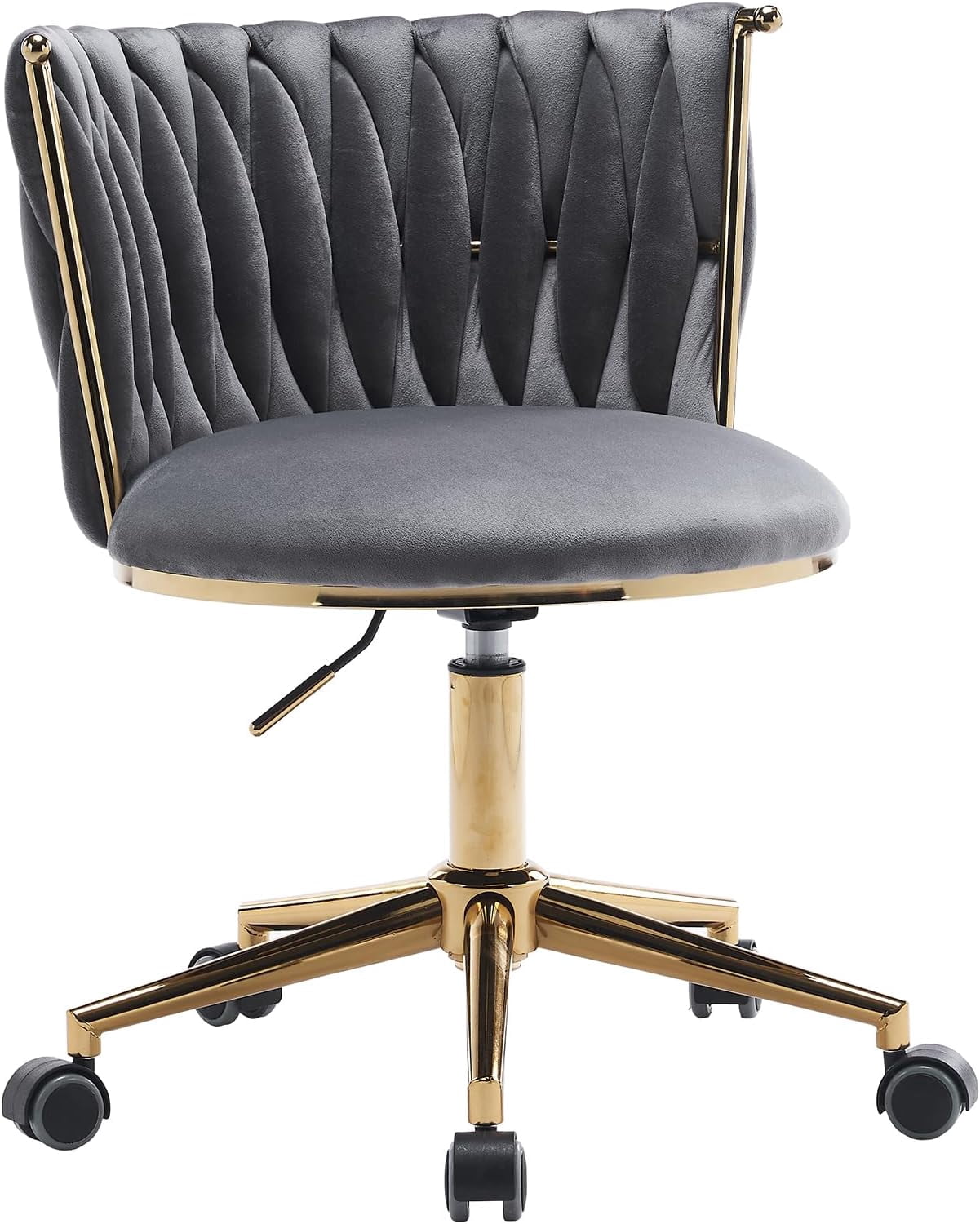 Hand Weaving Home Office Chair, Velvet Upholstered Desk Chair with ...