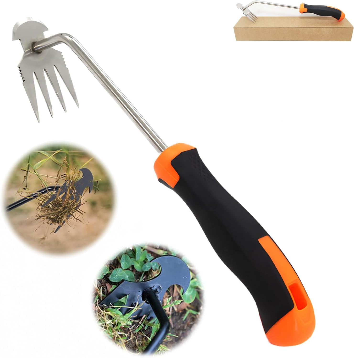 Hand Weed Puller Dual-Action 4-Claw Weeder with Ergonomic Grip Garden ...