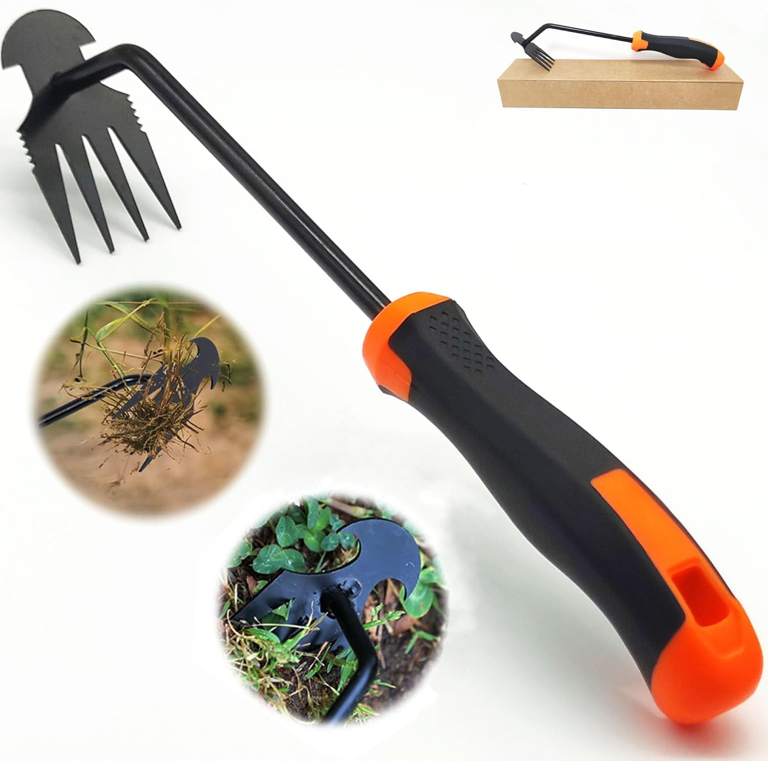 Hand Weed Puller Dual-Action 4-Claw Weeder with Ergonomic Grip Garden ...
