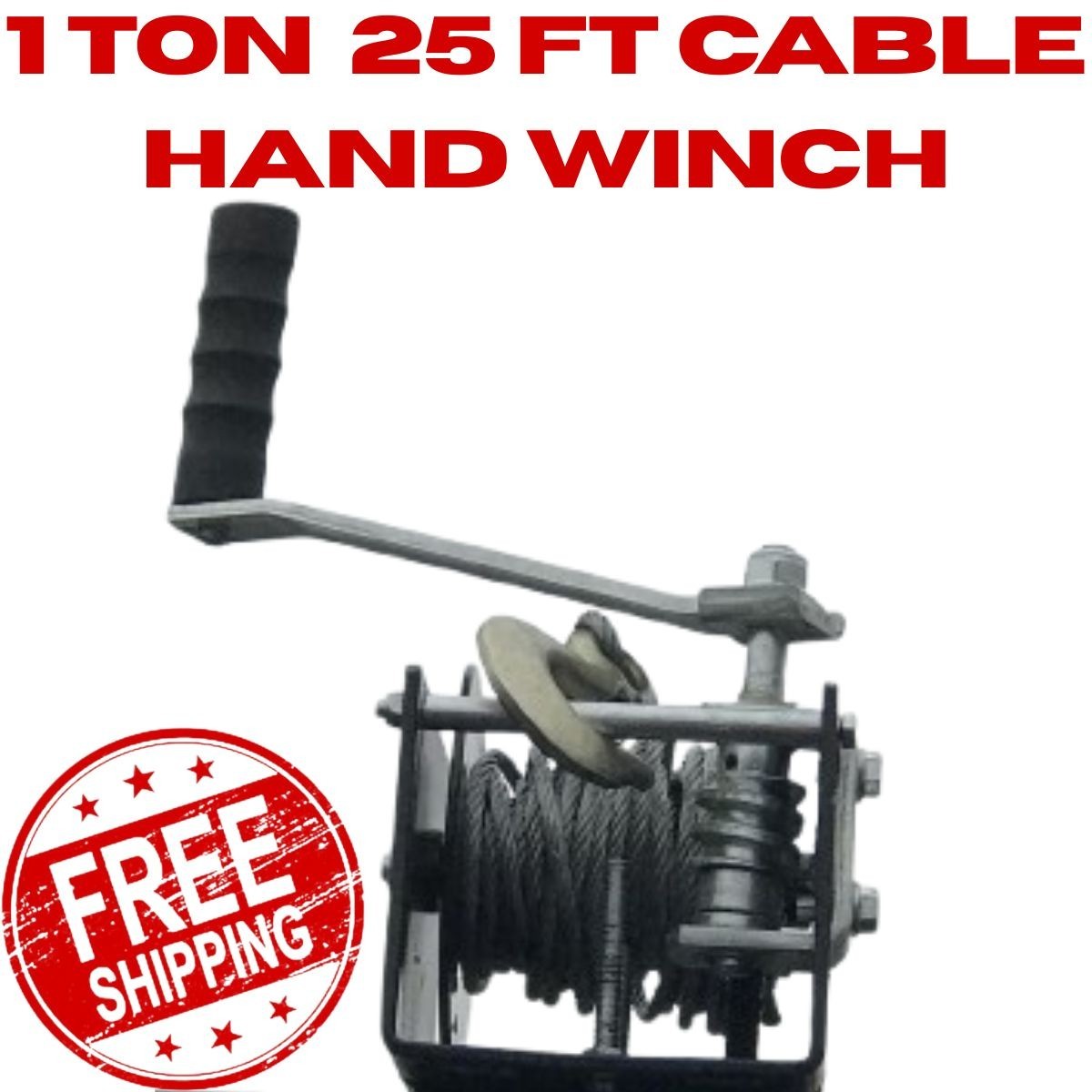 Hand Winch Hand Crank 1 Ton Portable Worm Gear Crank Boat Trailer ...