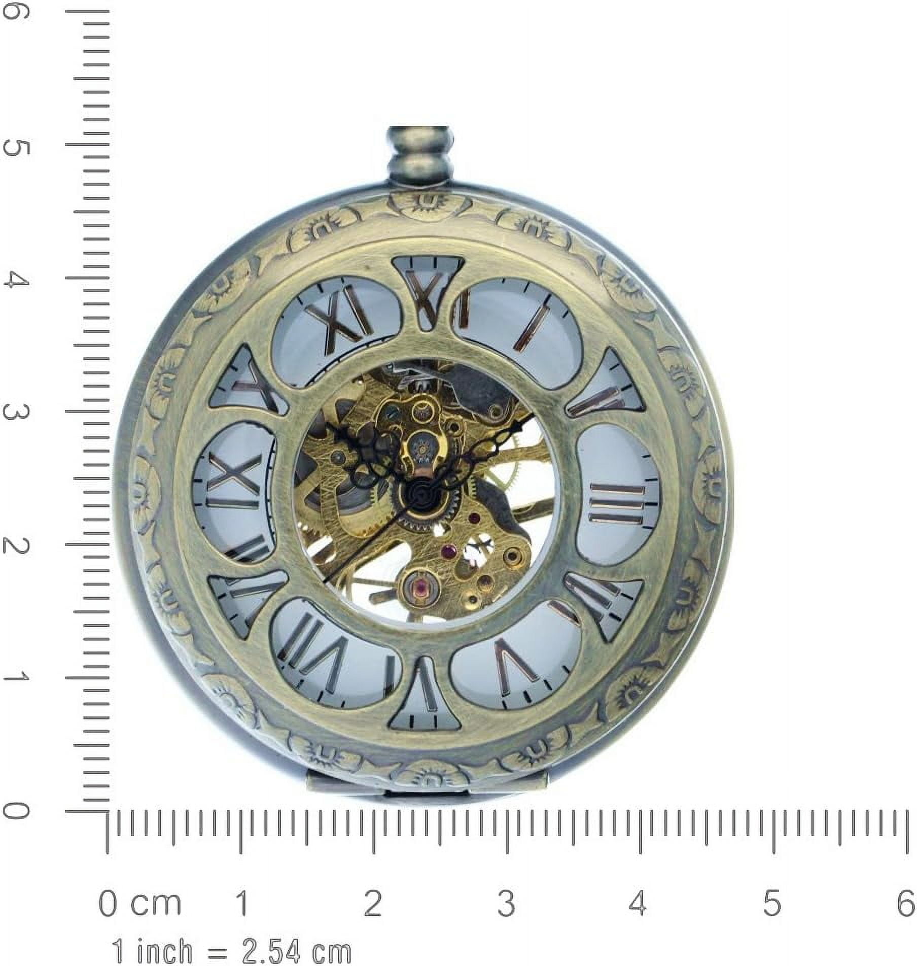 Hand Winding Steampunk Roman Numerals Bronze Mechanical Skeleton Pocket ...