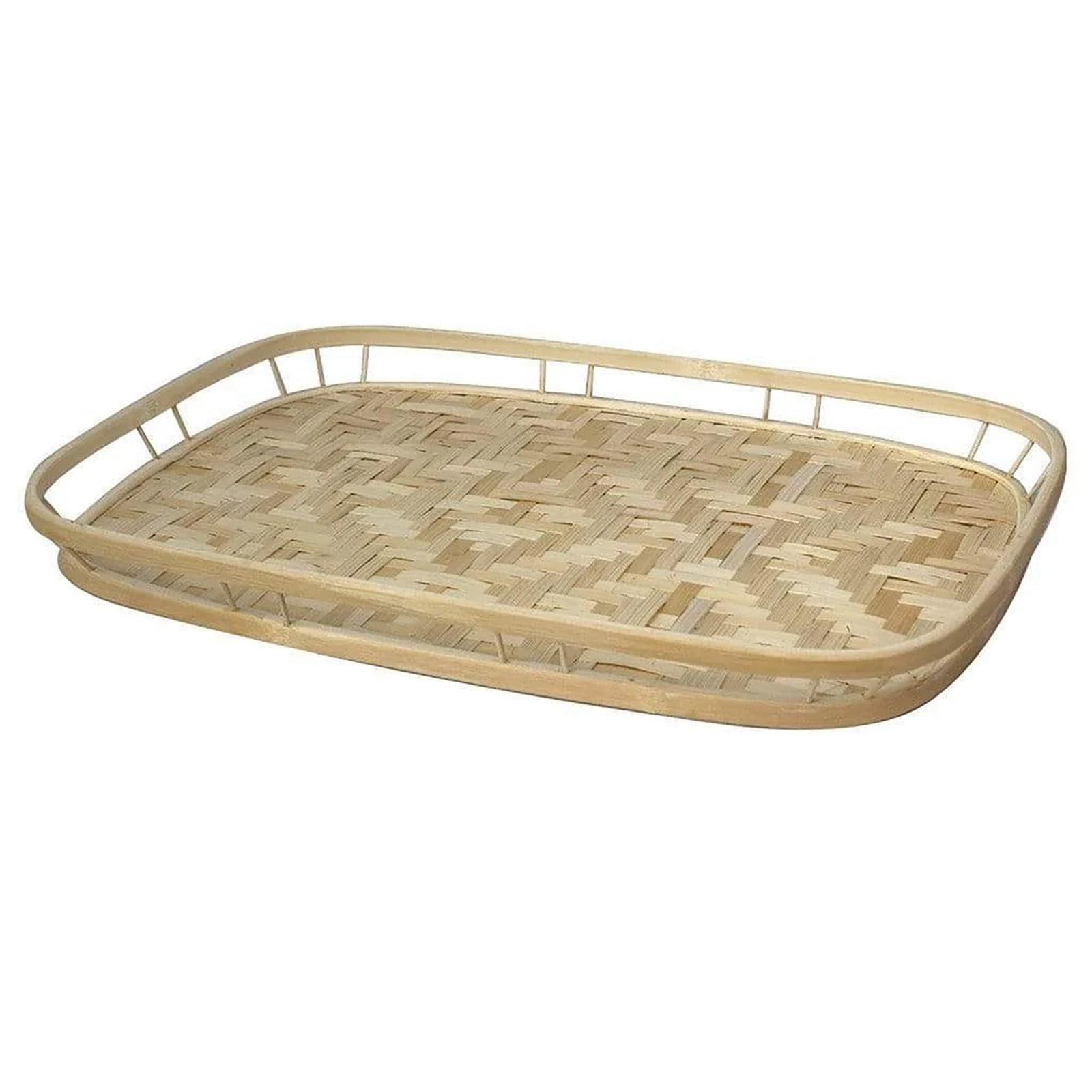 Hand-Woven Bamboo Food Tray - Bamboo Breakfast Trays with Handles ...