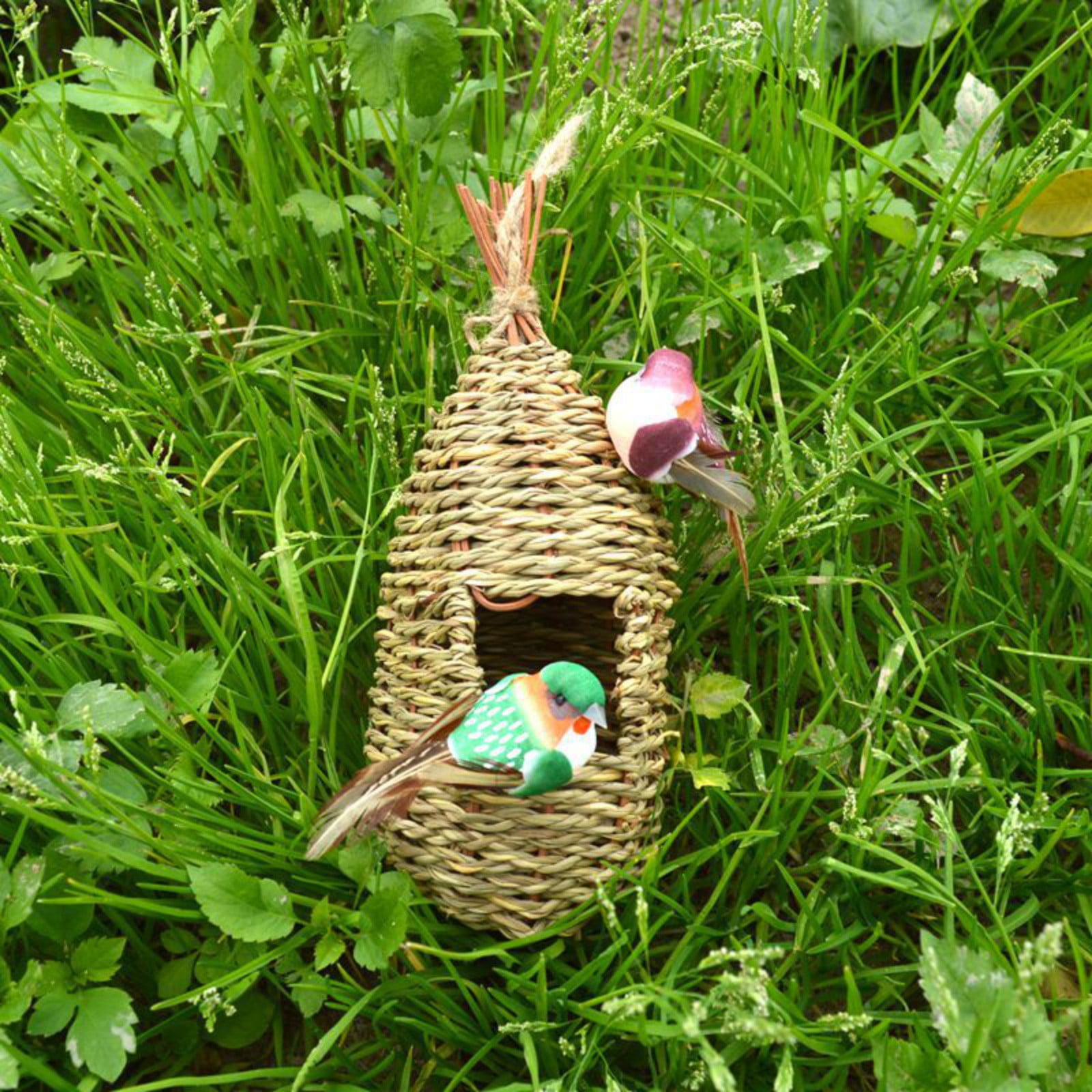 Hand-Woven Bird House Natural Grass Bird Nest Shelter Hut Small Bird ...