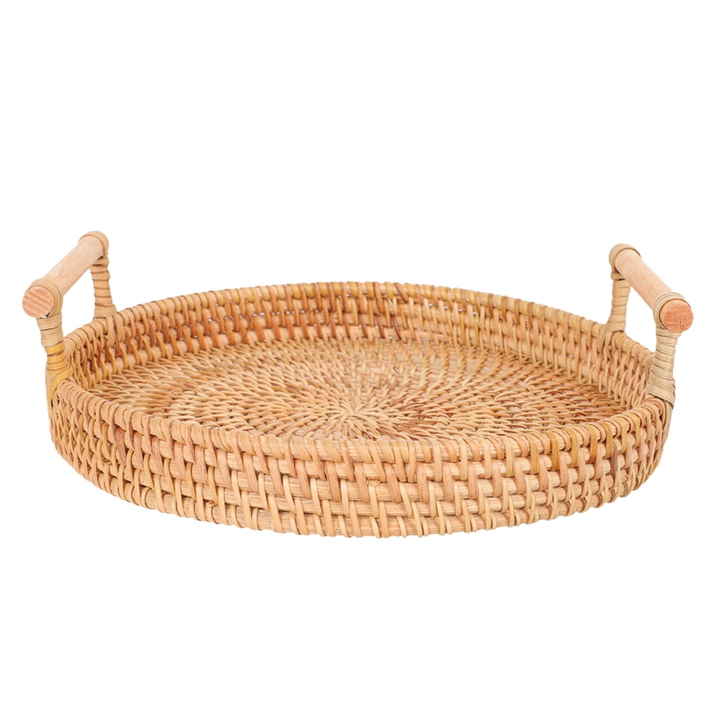 Hand Woven Bread Basket Round Woven Bread Baskets with Handles Rattan ...