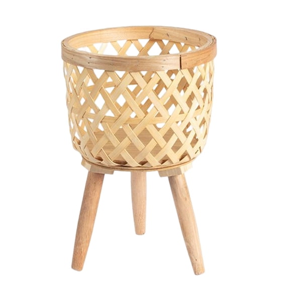 Hand Woven Flower Pot, Rattan Pot Tripod Stand Detachable Wooden Flower ...