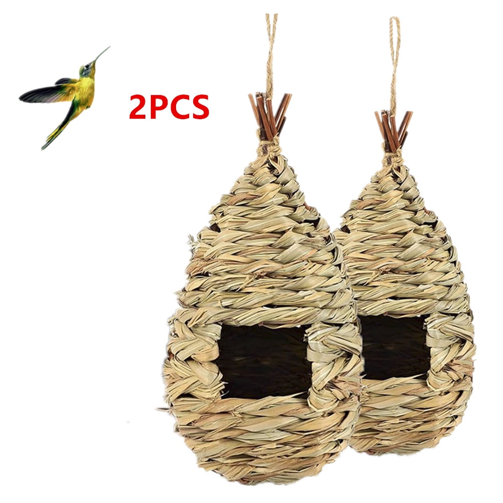 2PCS Hand Woven Hummingbird House,Bird Hut and Hummingbird Houses Nest ...