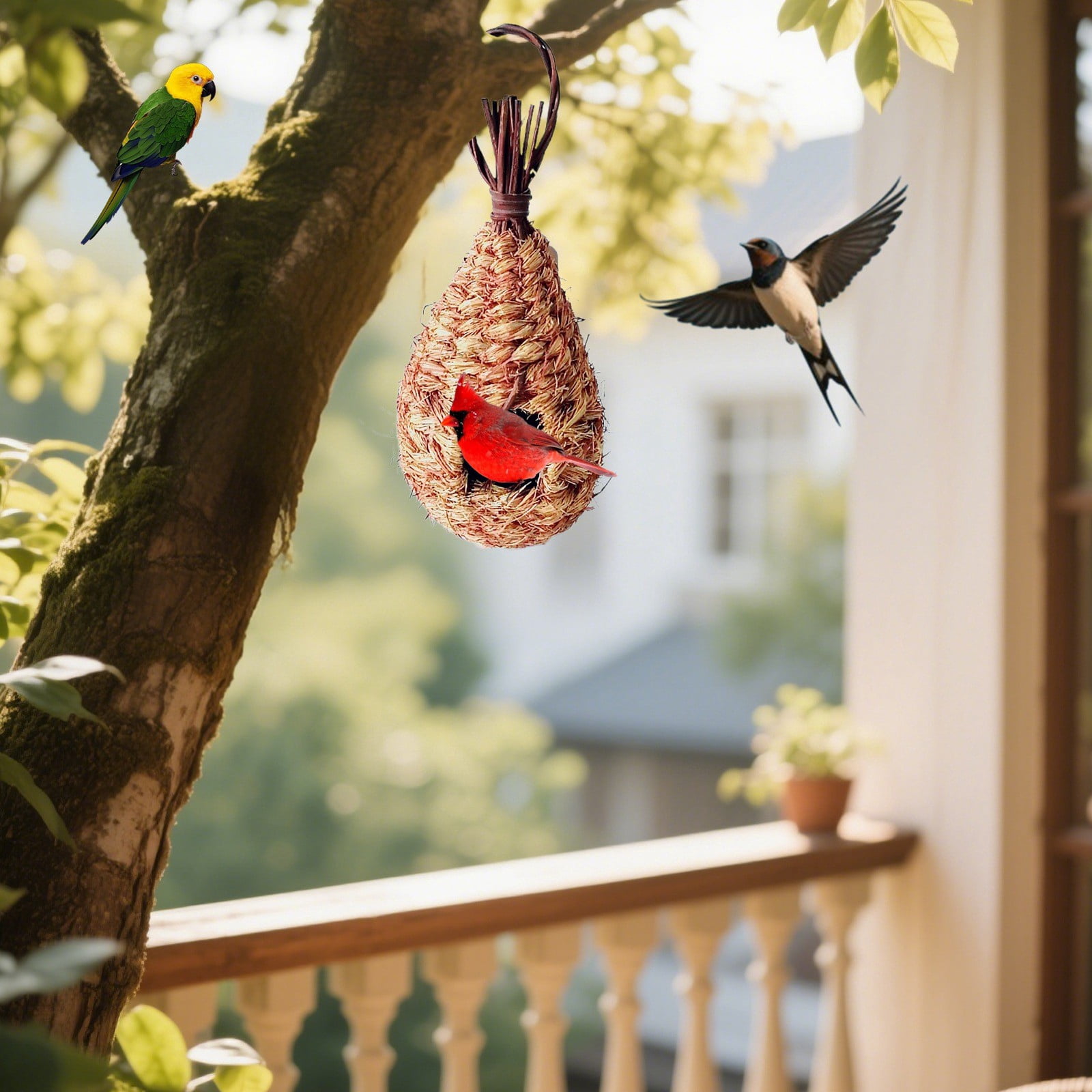 Hand Woven Natural Gourd Straw Bird Outdoor Hanging Roosting Hut for ...