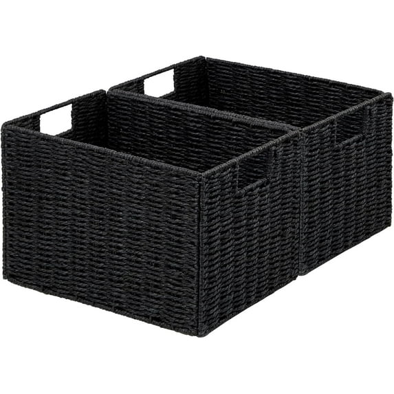 Hand-Woven Paper Rope Wicker Basket, Small Storage Baskets for ...