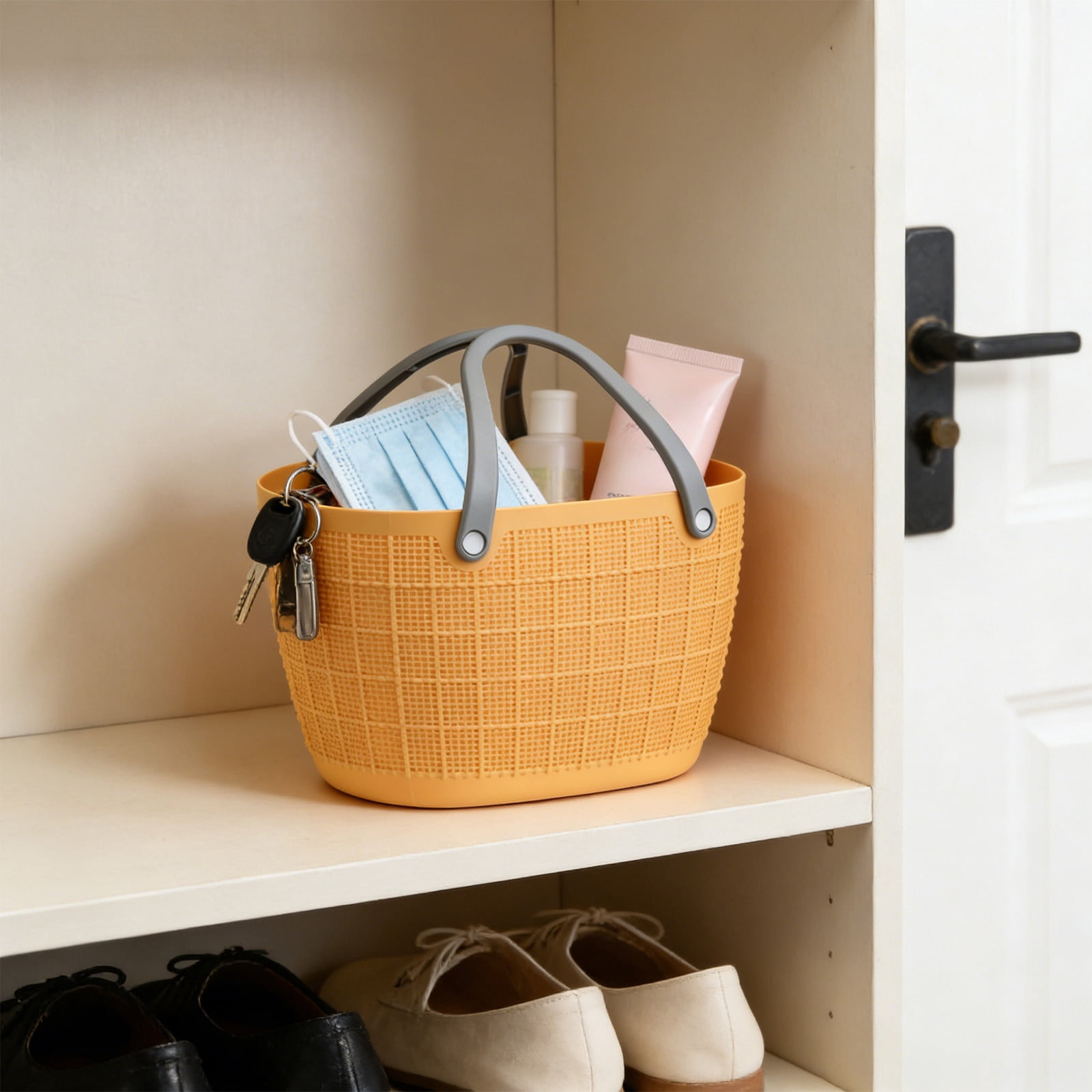 Hand-Woven Plastic Shopping Basket for Groceries and Picnic, Versatile ...