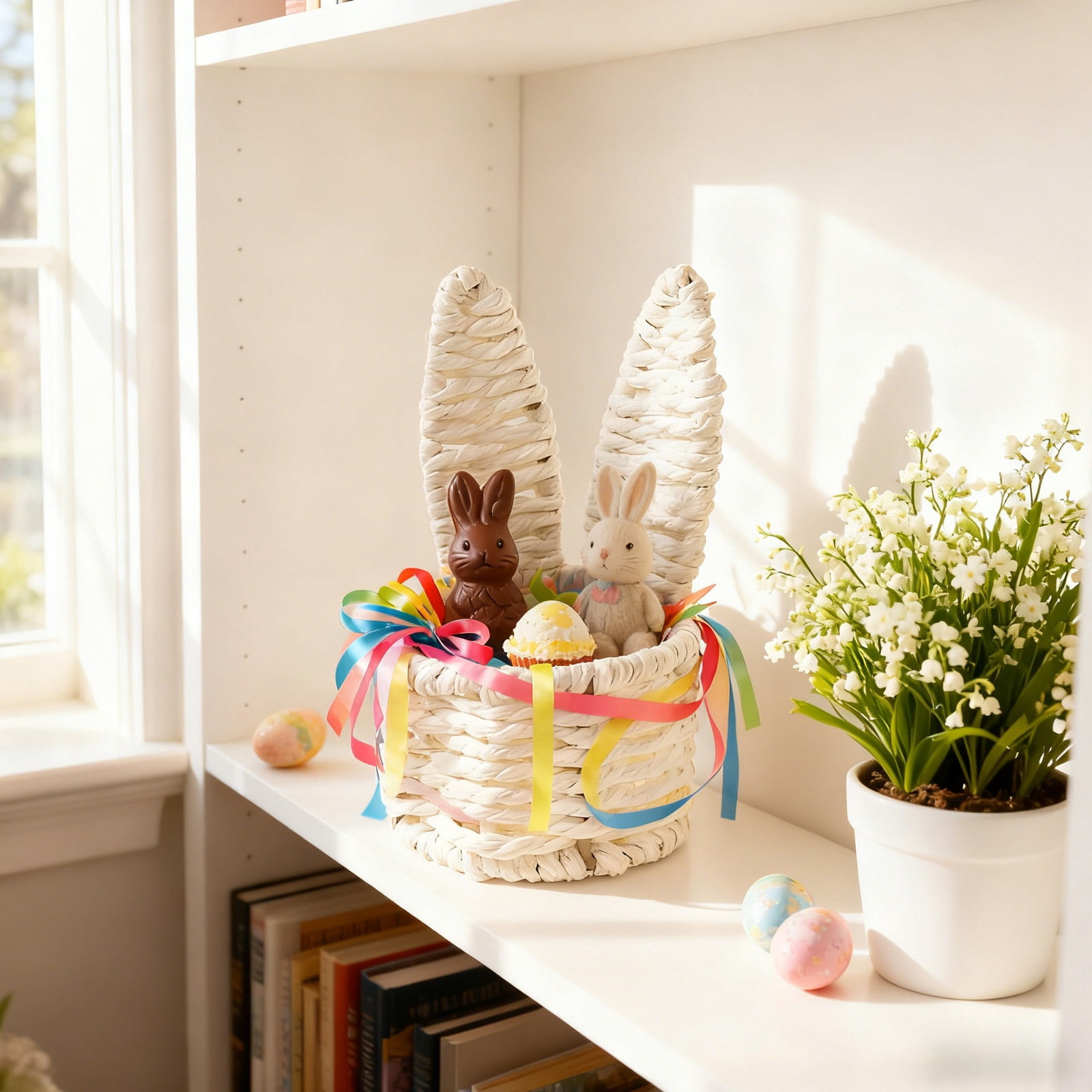 Hand Woven Rabbit Ears Mini Storage Basket, Easter Egg Basket, Desktop ...