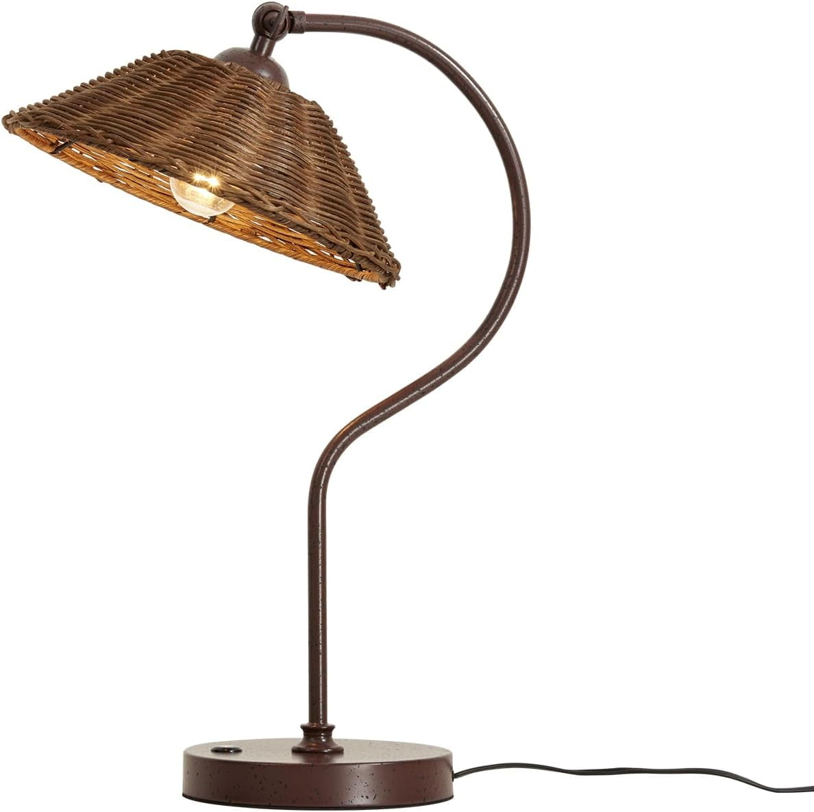 Hand Woven Rattan Table Lamp Vintage Desk Lamp for Home Office Table ...