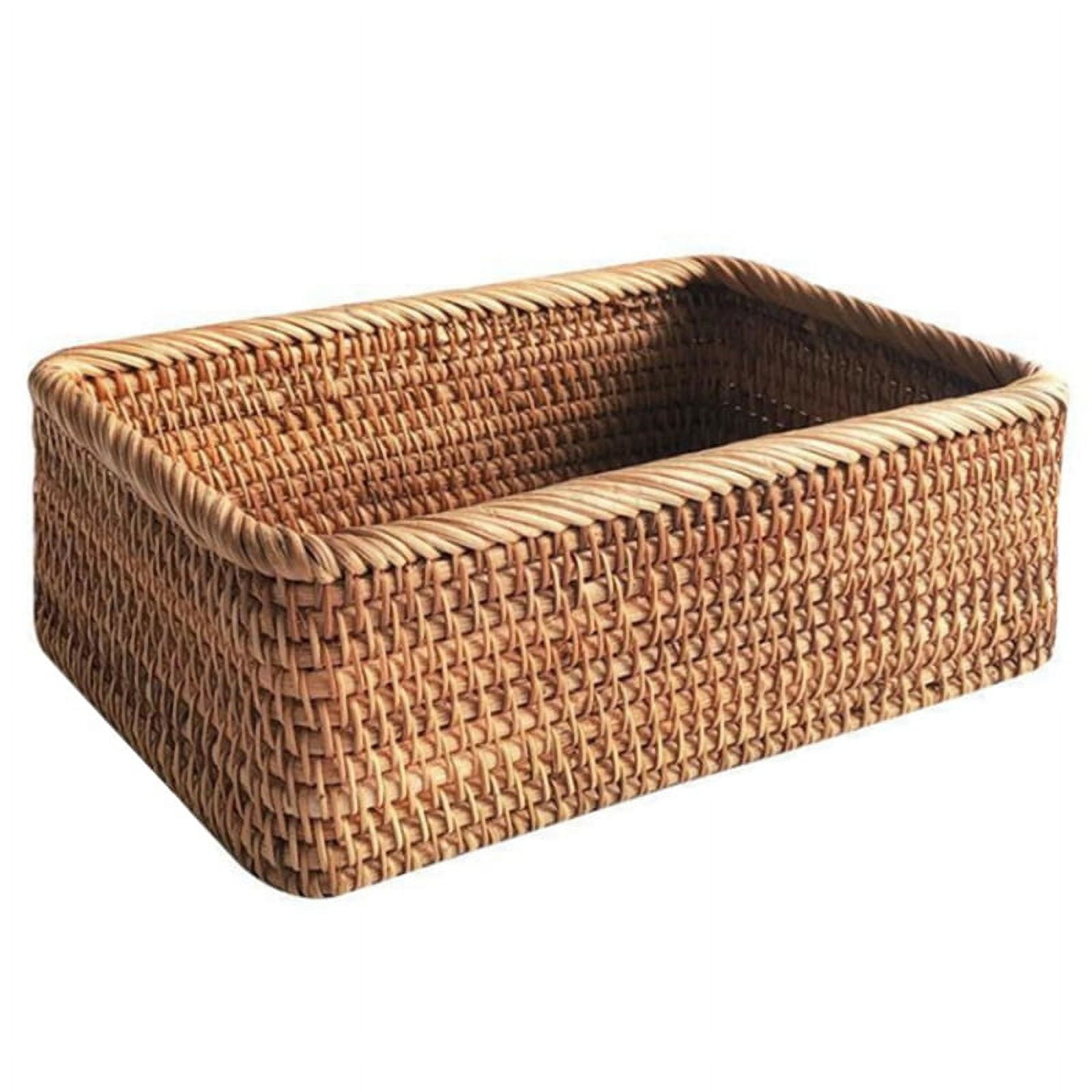 Small Hand-Woven Rectangular Rattan Wicker Basket for Kitchen and ...