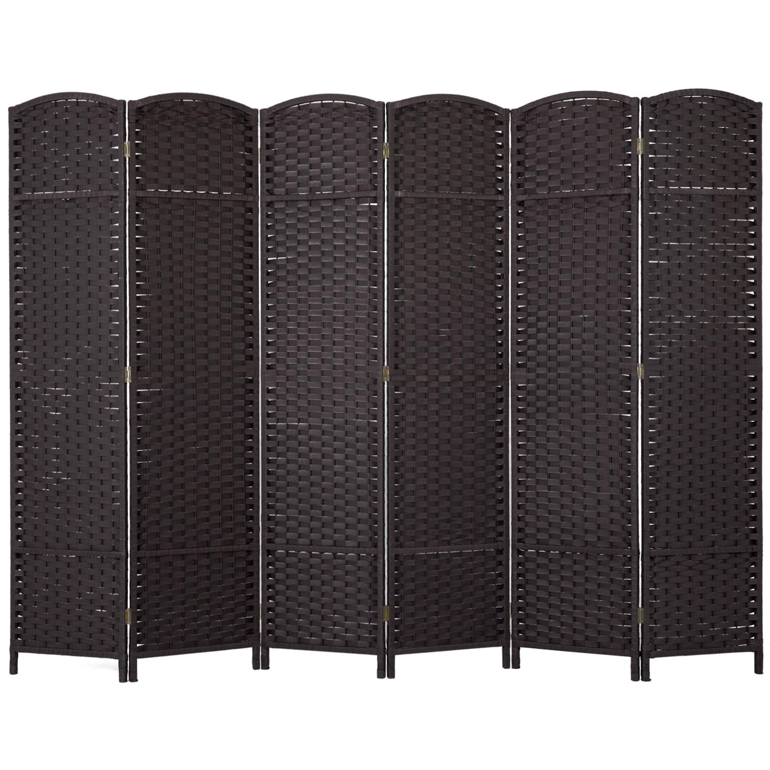 Hand-Woven Room Divider 6 Panel Privacy Screen, 5.6 FT Tall Wood Frame ...