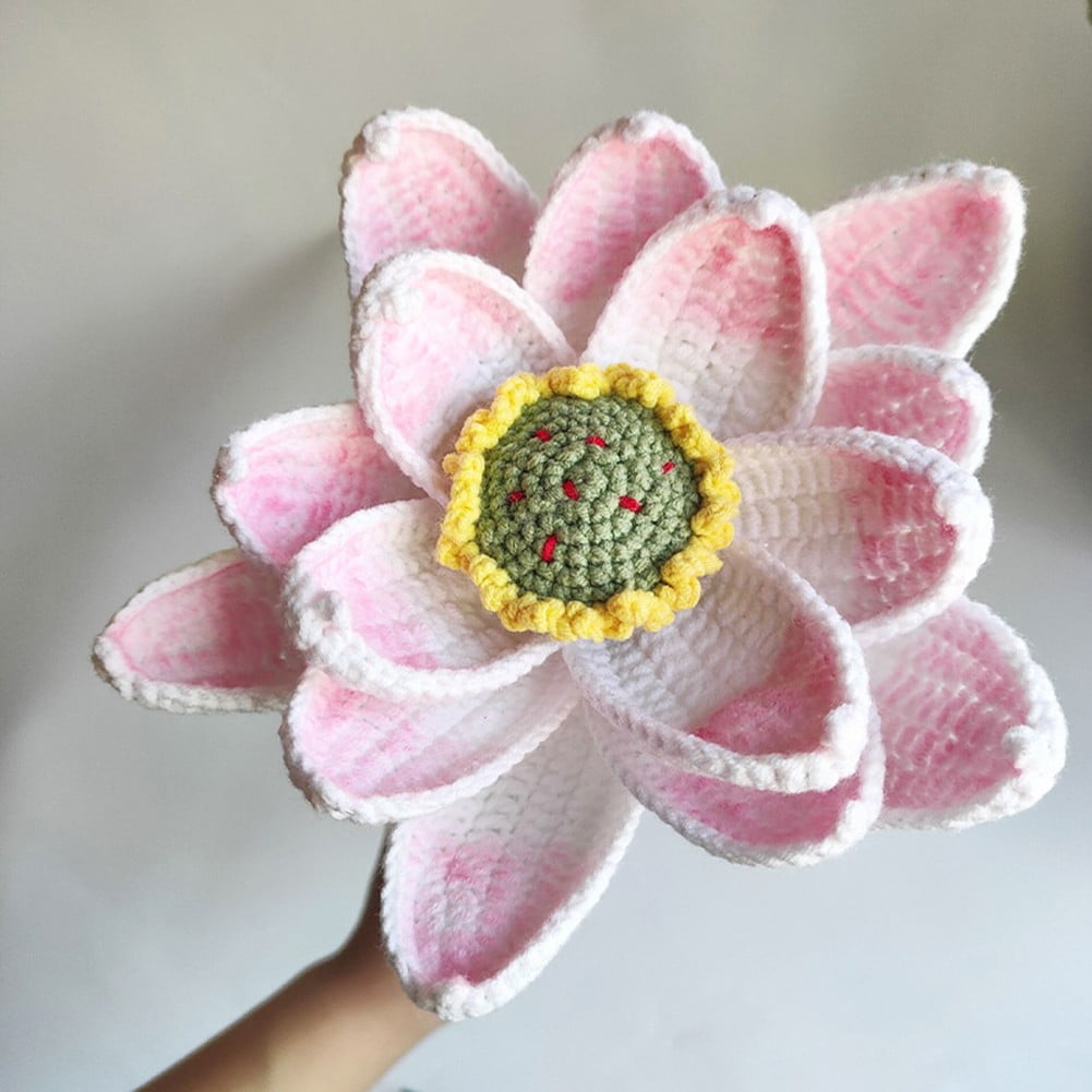 Hand-Woven Shaped Artificial Flower Lotus Lotus Leaf Wool Crochet ...