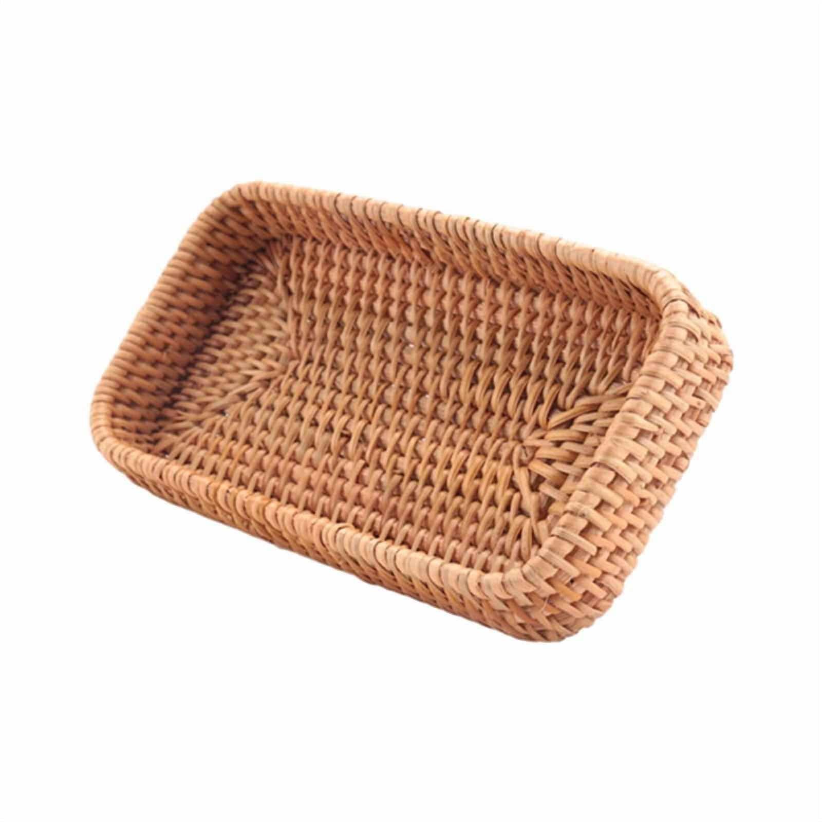 Hand-Woven Storage Basket Rattan Storage Tray Wicker Baskets Bread ...