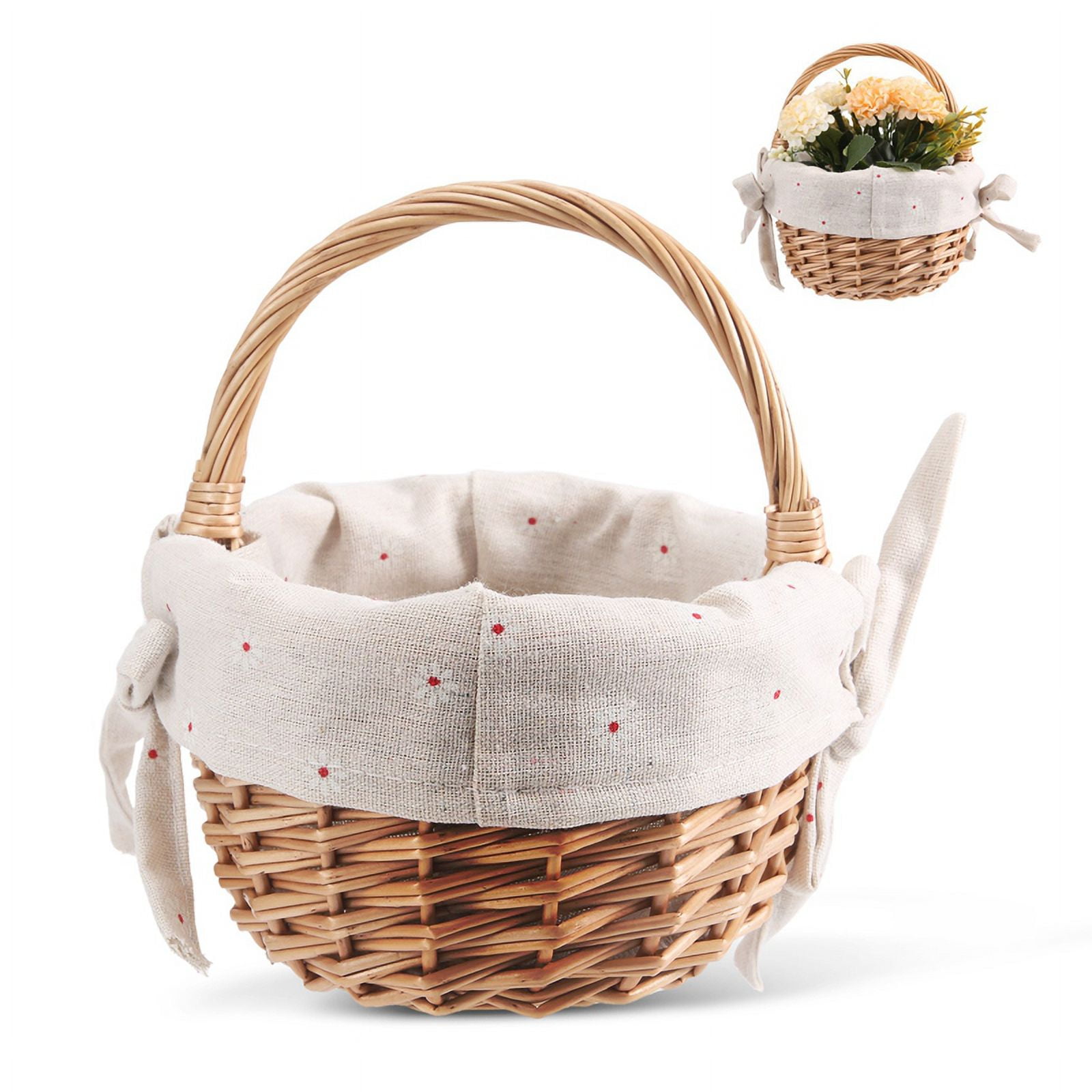 Hand-Woven Wicker Basket Simulation Single Handle Small with Hand Gift ...