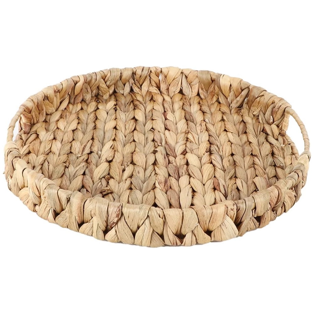 Hand Woven Wicker Tray,Round Tabletop Storage Baskets,Natural Water ...
