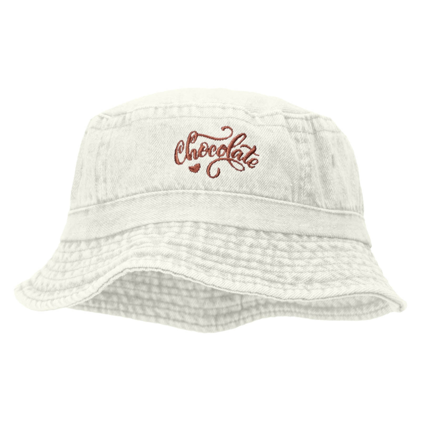 Hand Written Chocolate Embroidered Bucket Hat - White OSFM - Walmart.com
