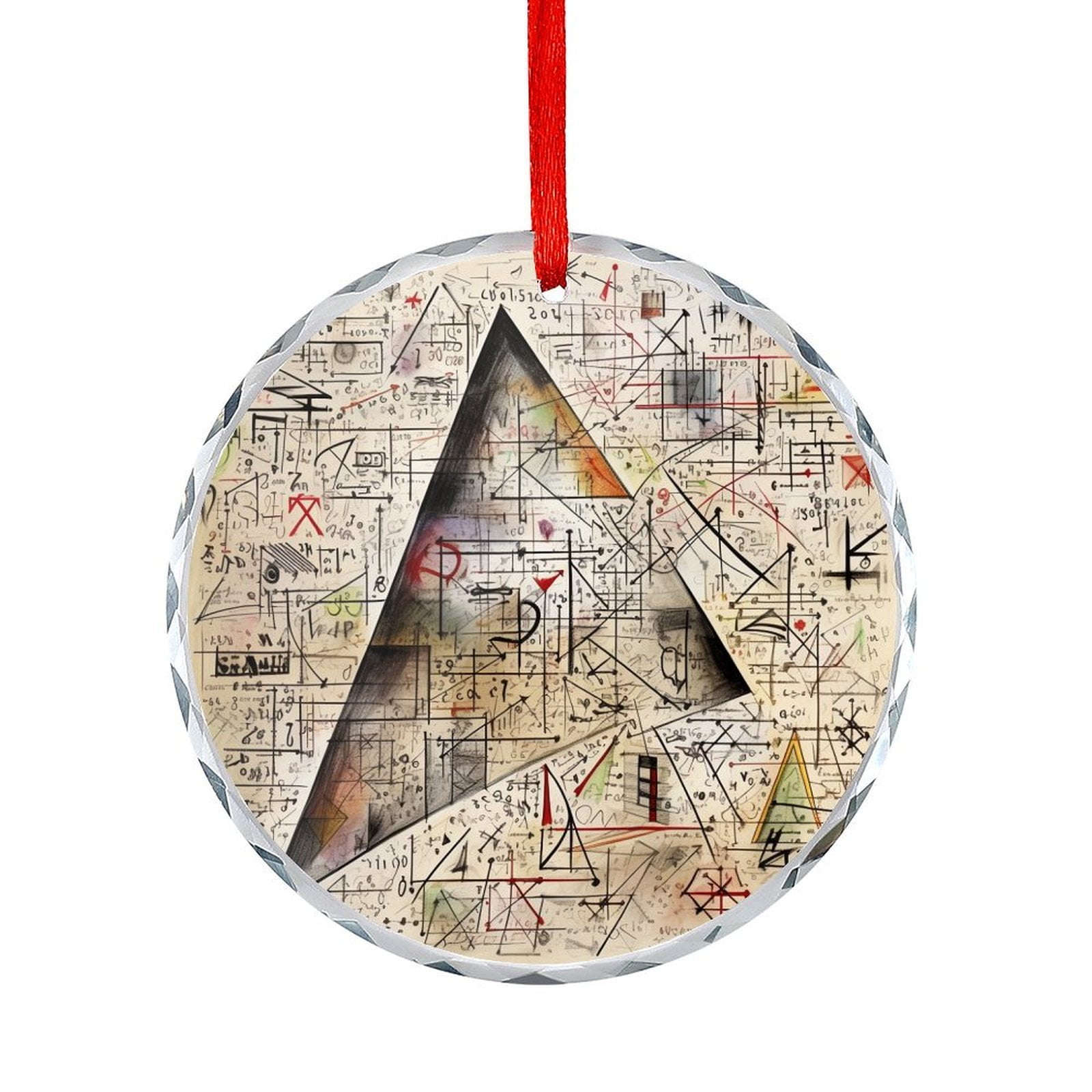Hand Written Math Text And Equations Geometrical Shapes Print -1 Glass ...