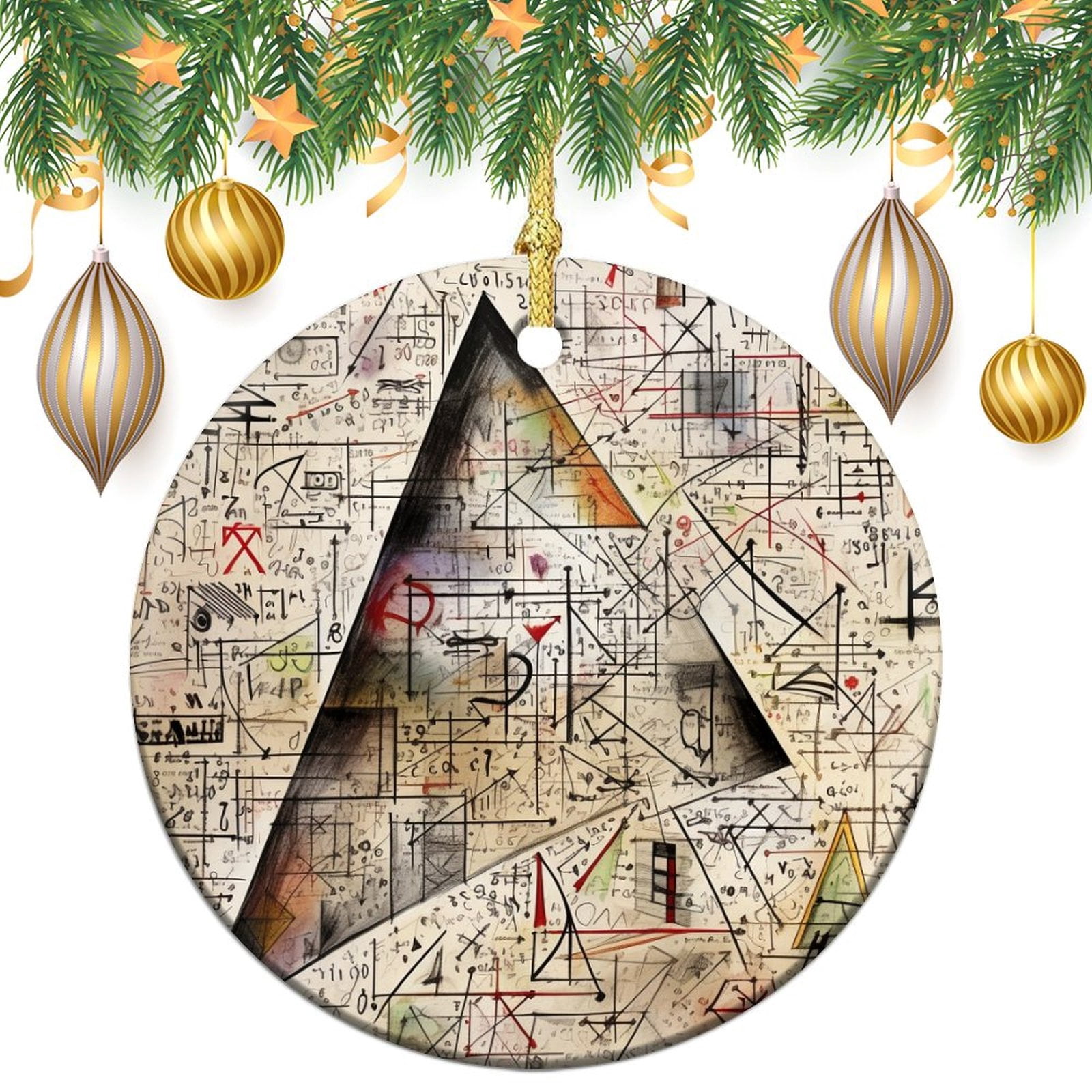 Hand Written Math Text And Equations Geometrical Shapes Print -1 ...