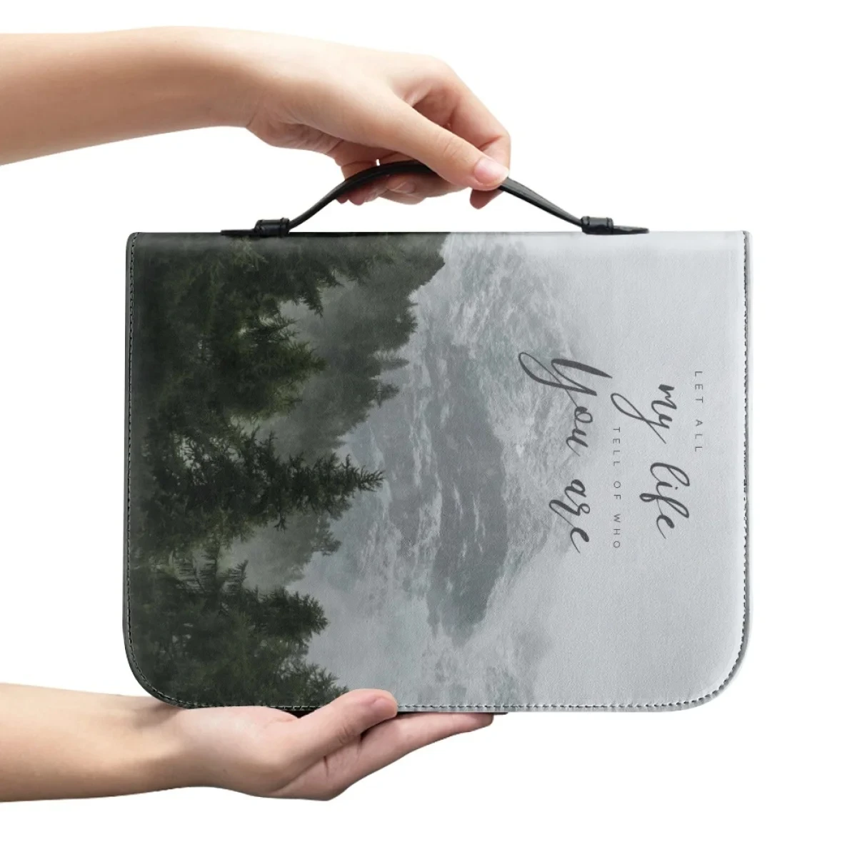 Hand Zipper Bible Storage Bag Leather Pretty Landscape Printing Bible ...