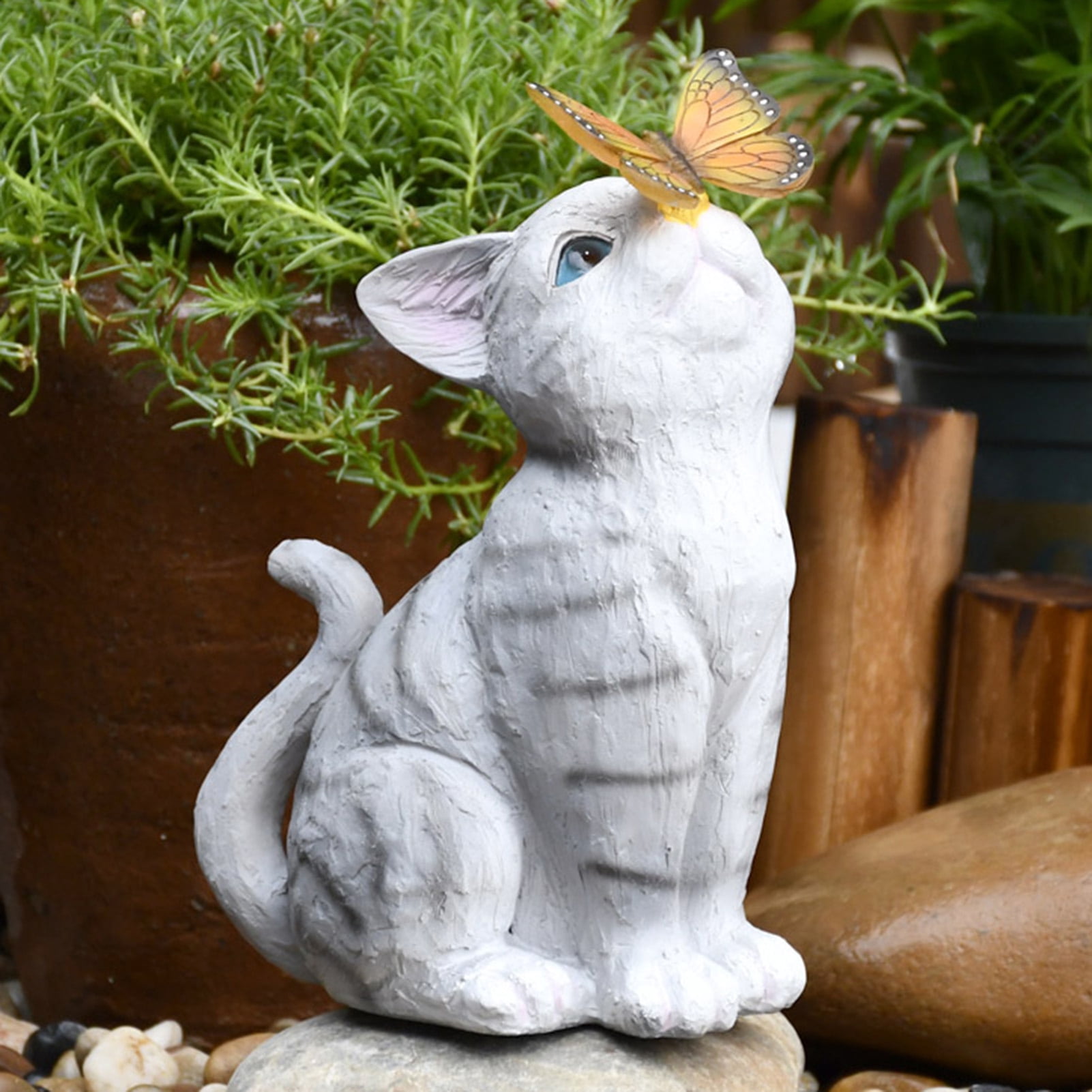 Hand-crafted Cat Statue Weather Resistance Resin Adding Vitality Cat ...