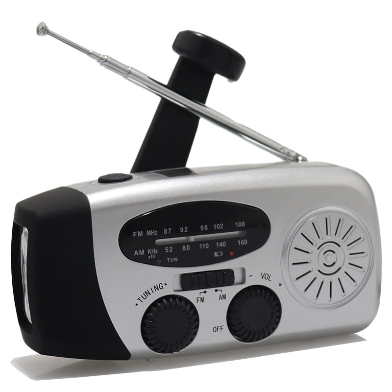 Hand-cranked solar flashlight radio 1200mAh 3LED disaster prevention ...