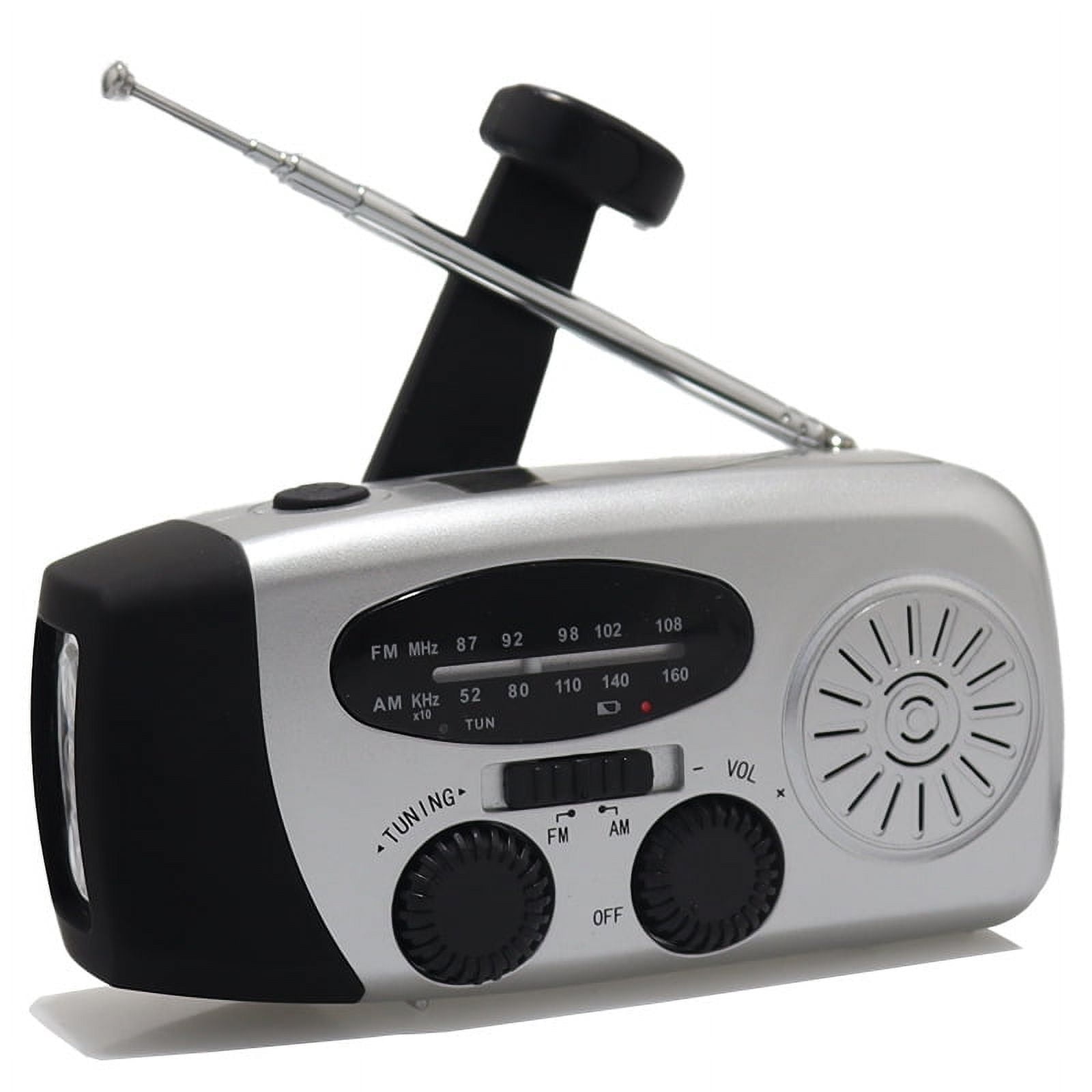 Hand-cranked solar flashlight radio 1200mAh 3LED disaster prevention ...