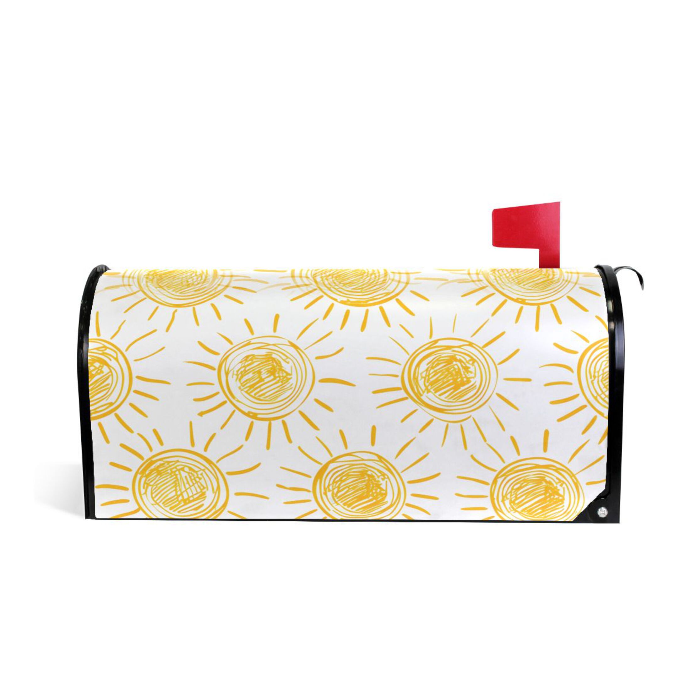 Hand-draw Sun Magnetic Mailbox Covers 21" X 18" Post Letter Box Wraps ...