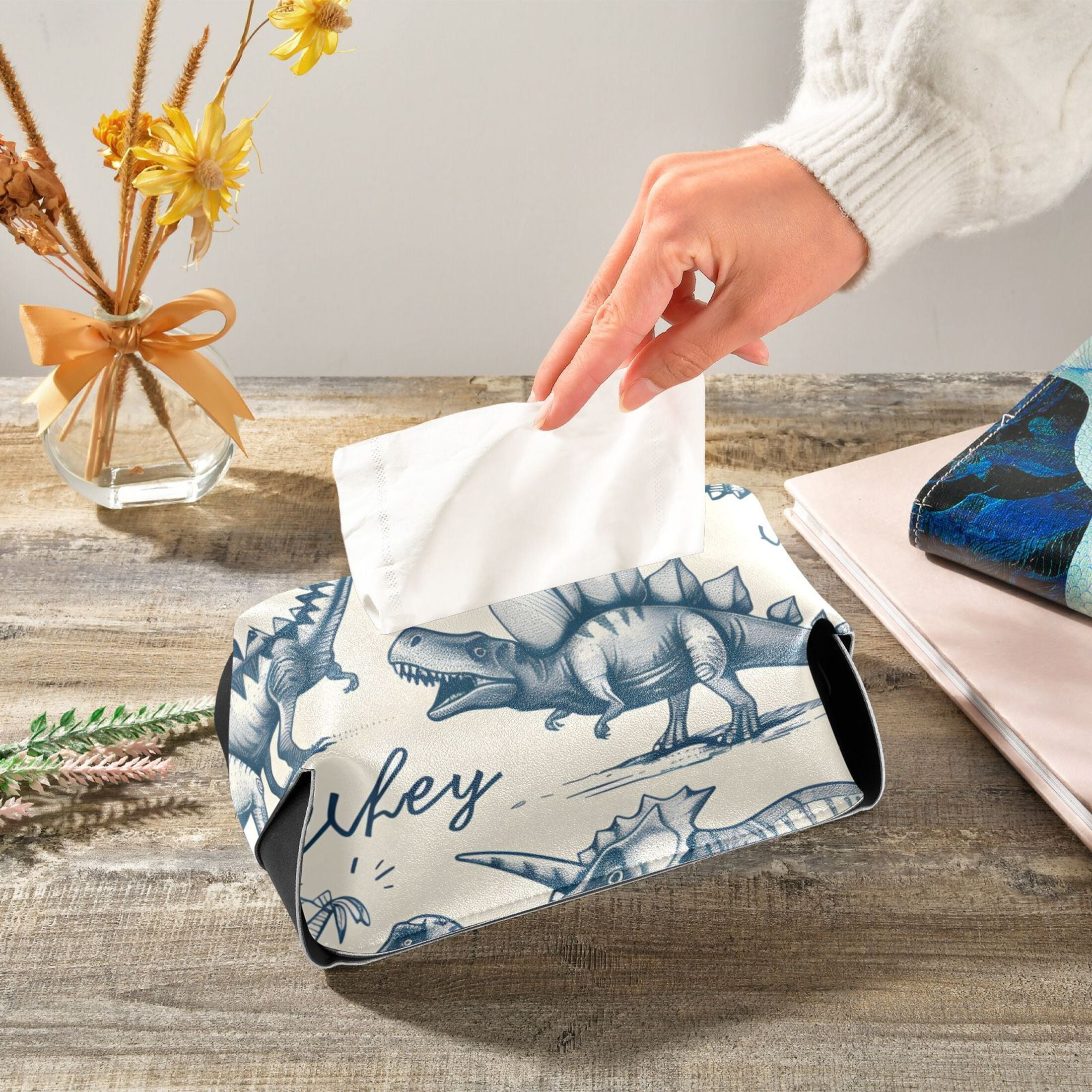 Hand-drawn Dinosaurs Napkin Dispenser Leather Paper Napkins Holders ...