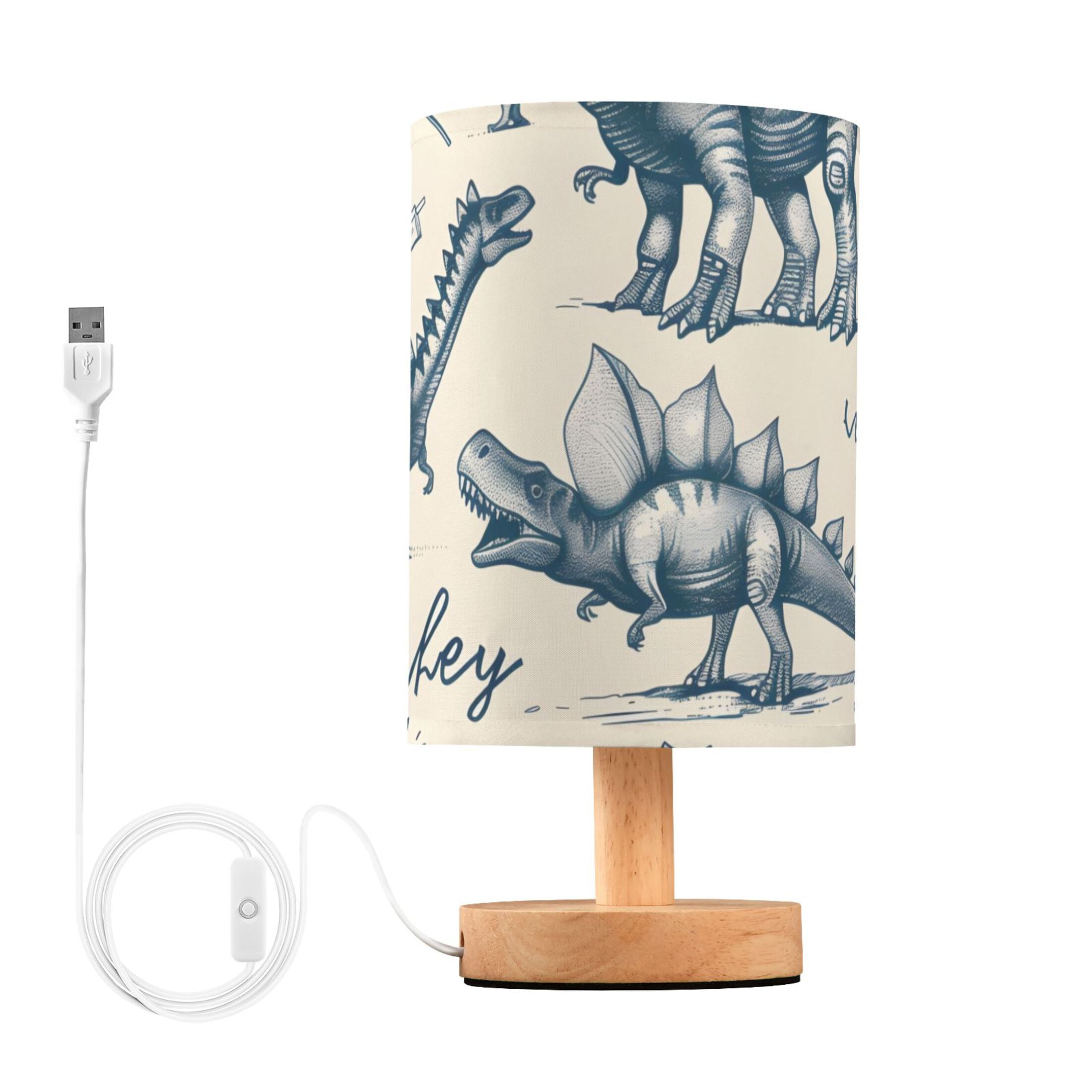 Hand-drawn Dinosaurs Table Lamp USB Bedside Desk Nightstand Lamp ...