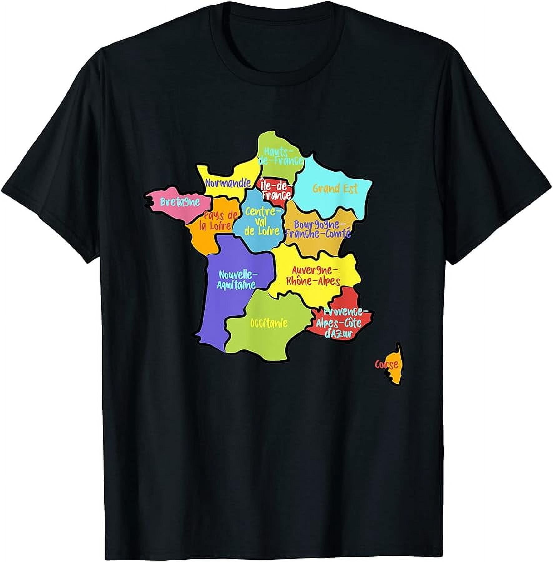 Hand drawn France map, colorful Map of France with Regions T-Shirt ...