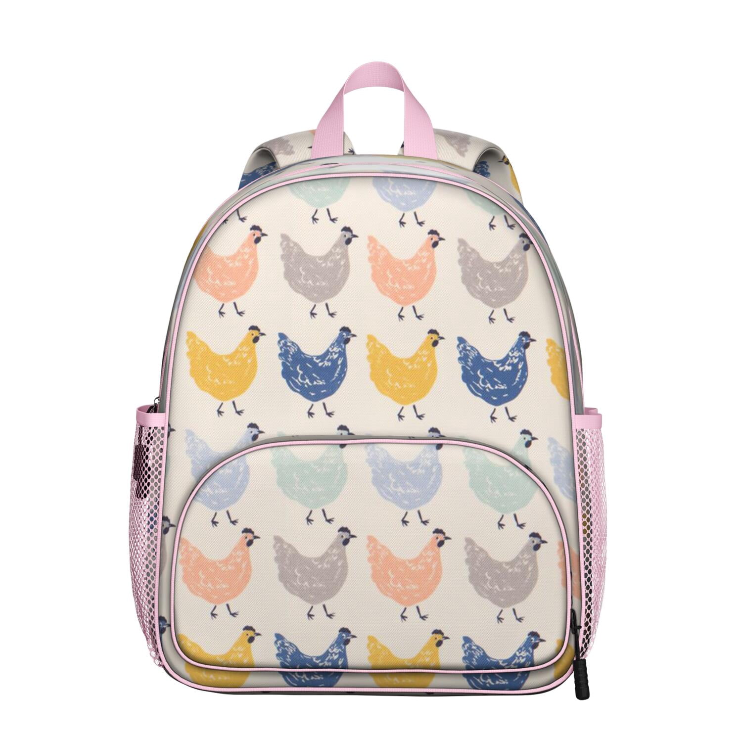 Hand-drawn Hen and Chick Student Backpack – Country Farm Print with ...