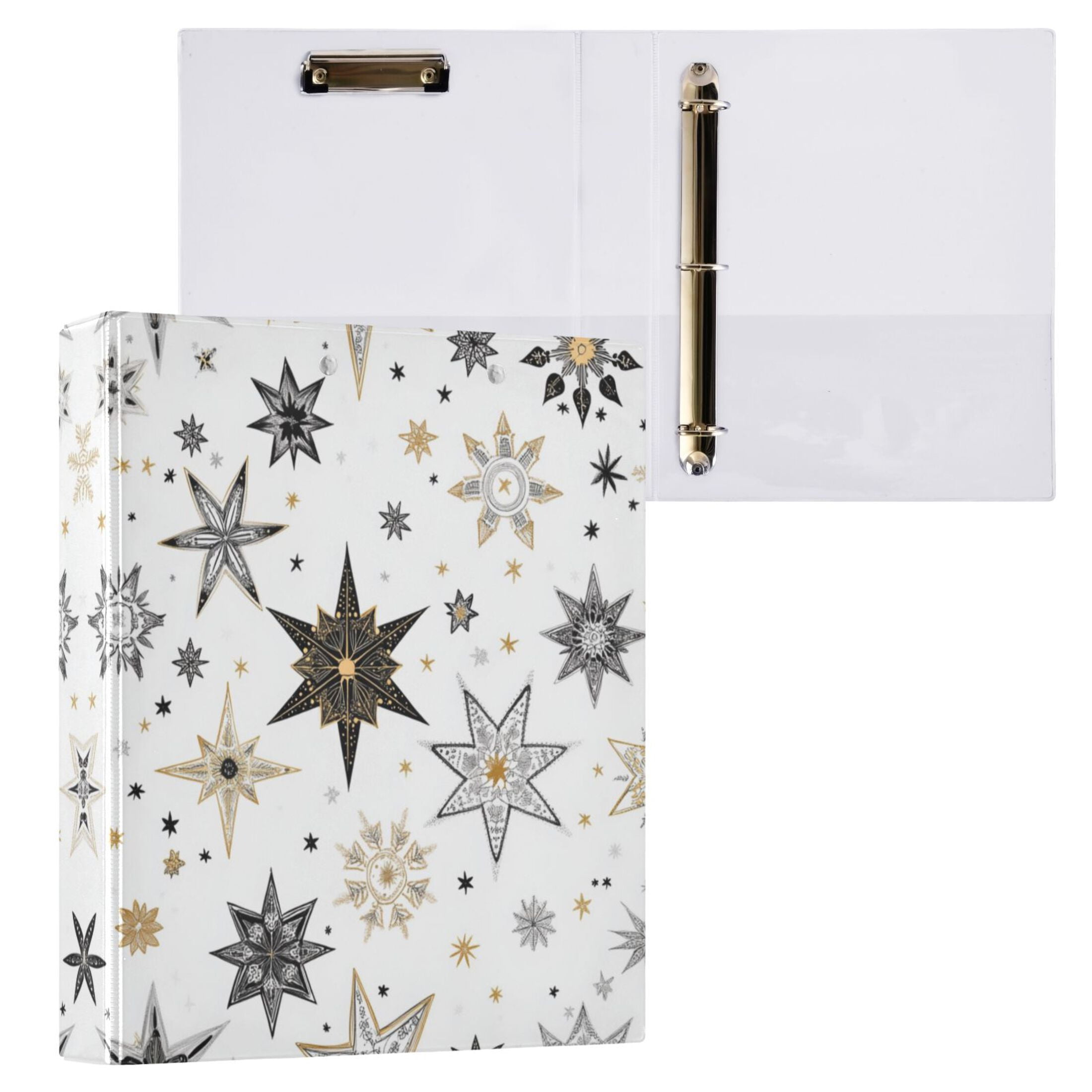 Hand-drawn Star Pattern 3 Ring Hardcover Binders 1.5in Round Rings for ...