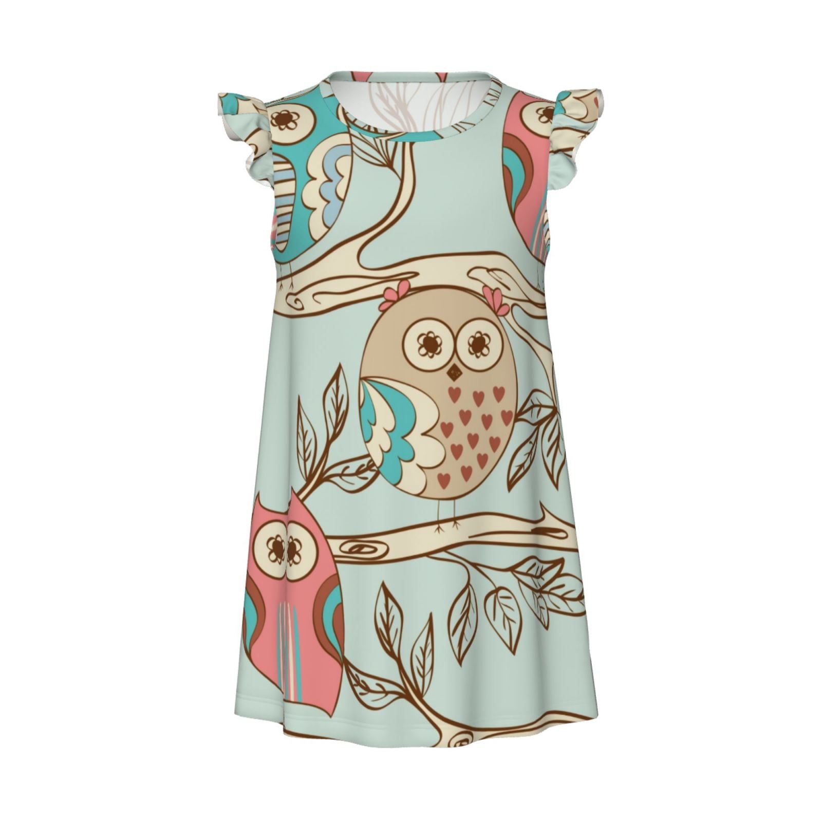 Hand drawn owl Girls Nightgowns, Pajamas for Girls, Soft Flutter Short ...