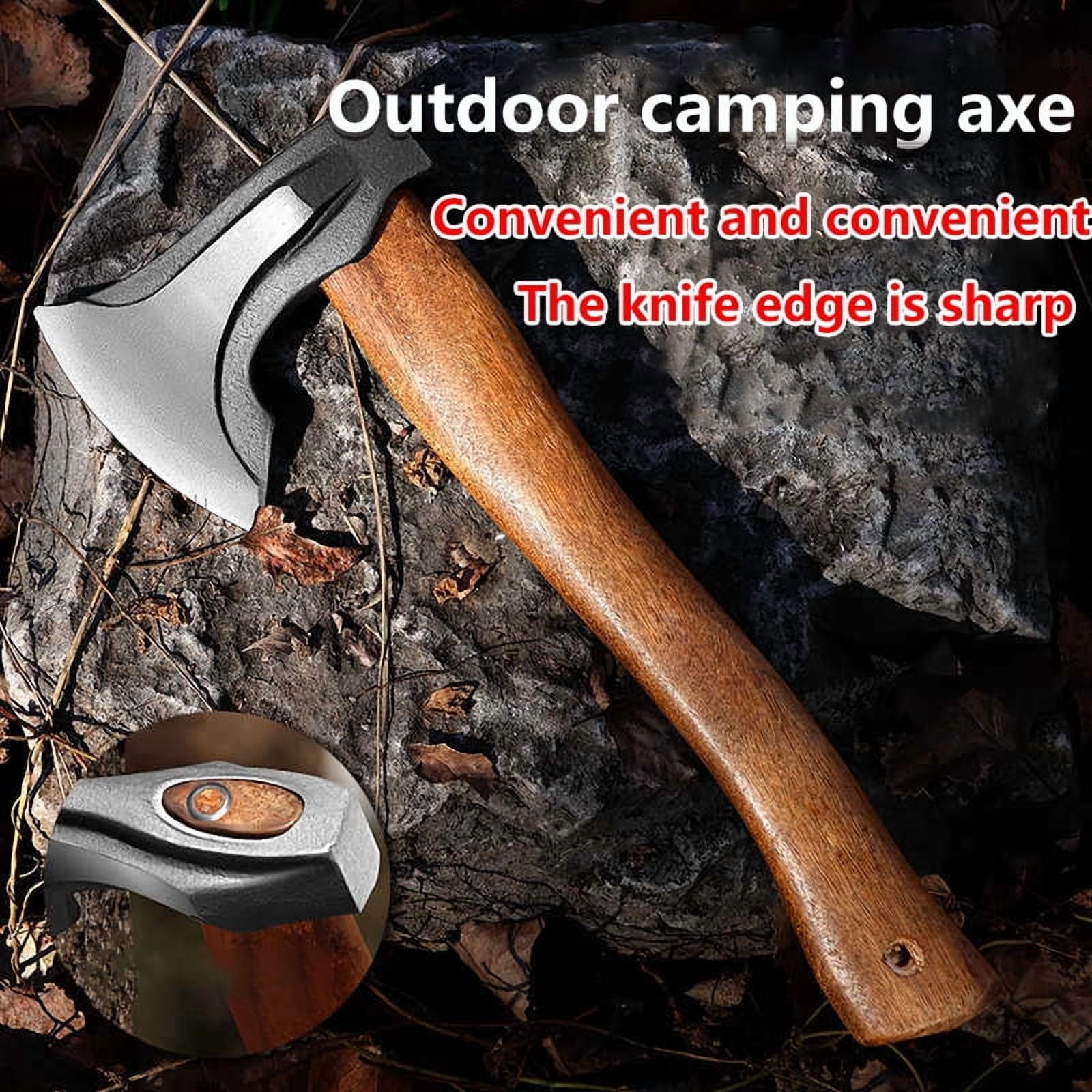 Hand-forged carbon steel camping axe with wooden handle - perfect for ...