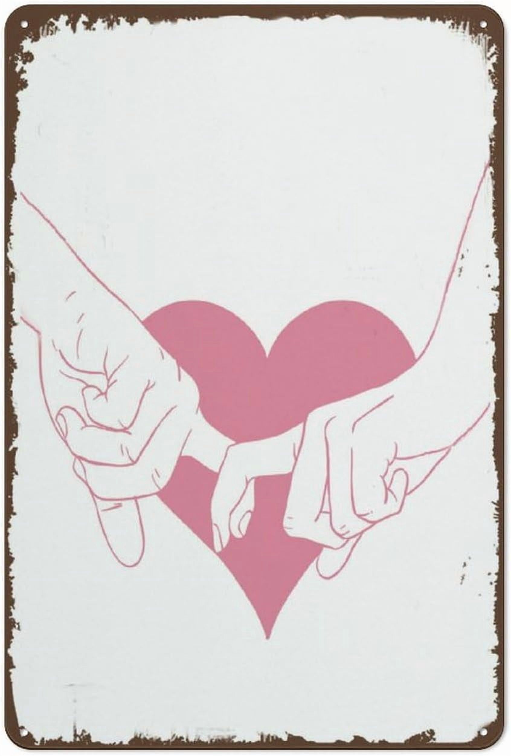 Hand in hand Confession Retro Tin Sign Valentine's Day Rose Flower ...