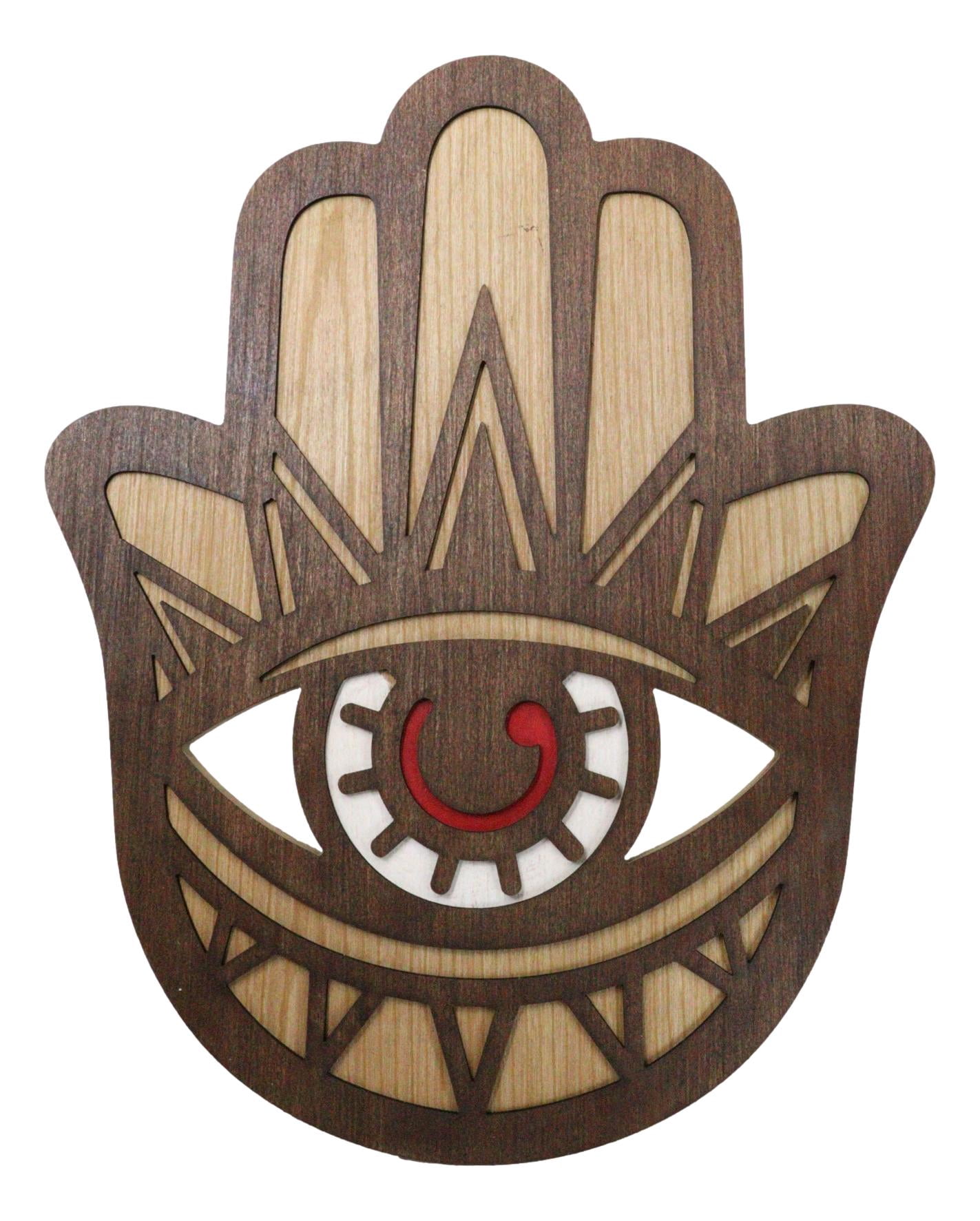 Hand of Fatima Hamsa Palm with Evil Eye Amulet of Protection MDF Wood ...