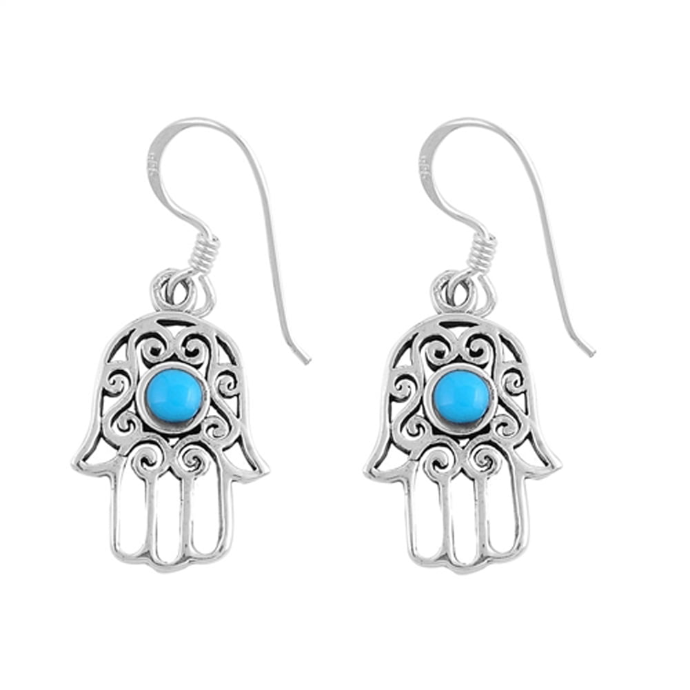 Hand of God Filigree Swirl Hamsa Intricate Detail Simulated Turquoise ...