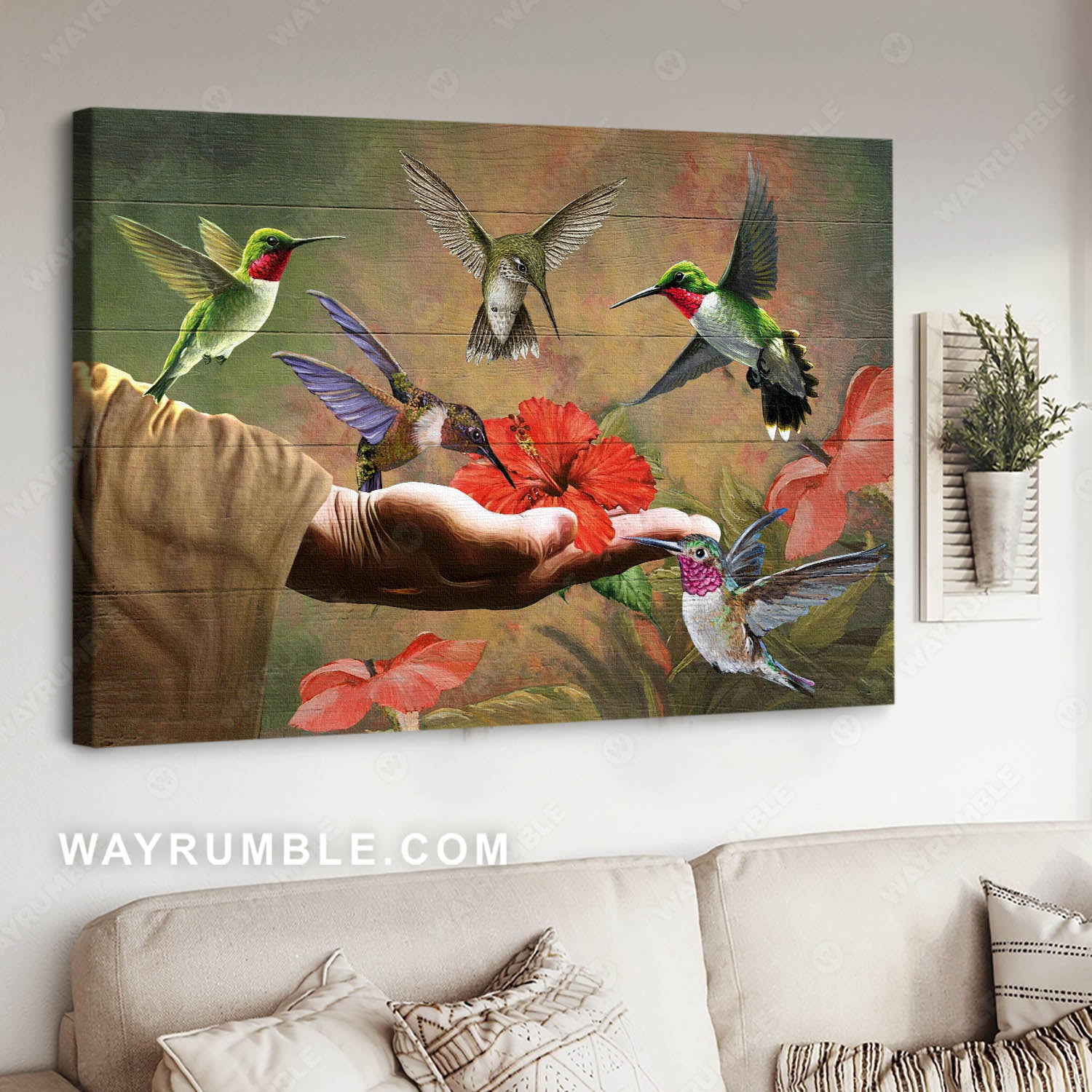 Hand of God, Hummingbirds and the beautiful flower - Jesus Landscape ...