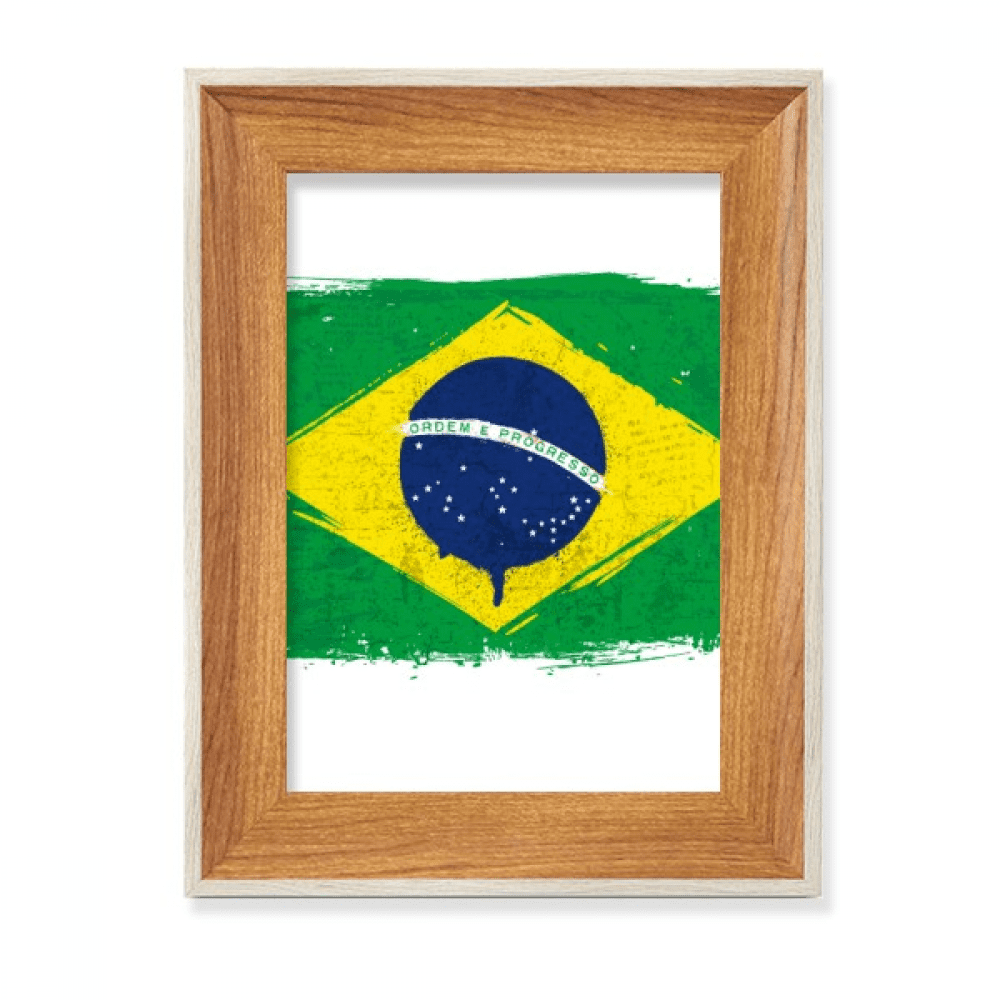 Hand-painted Brazil Flag Brazil Desktop Wooden Photo Frame Display ...