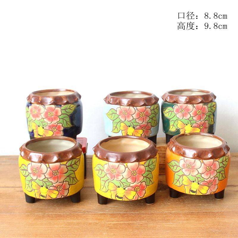 Hand-painted Ceramic Succulent Planter - Korean Style Flower Pot ...
