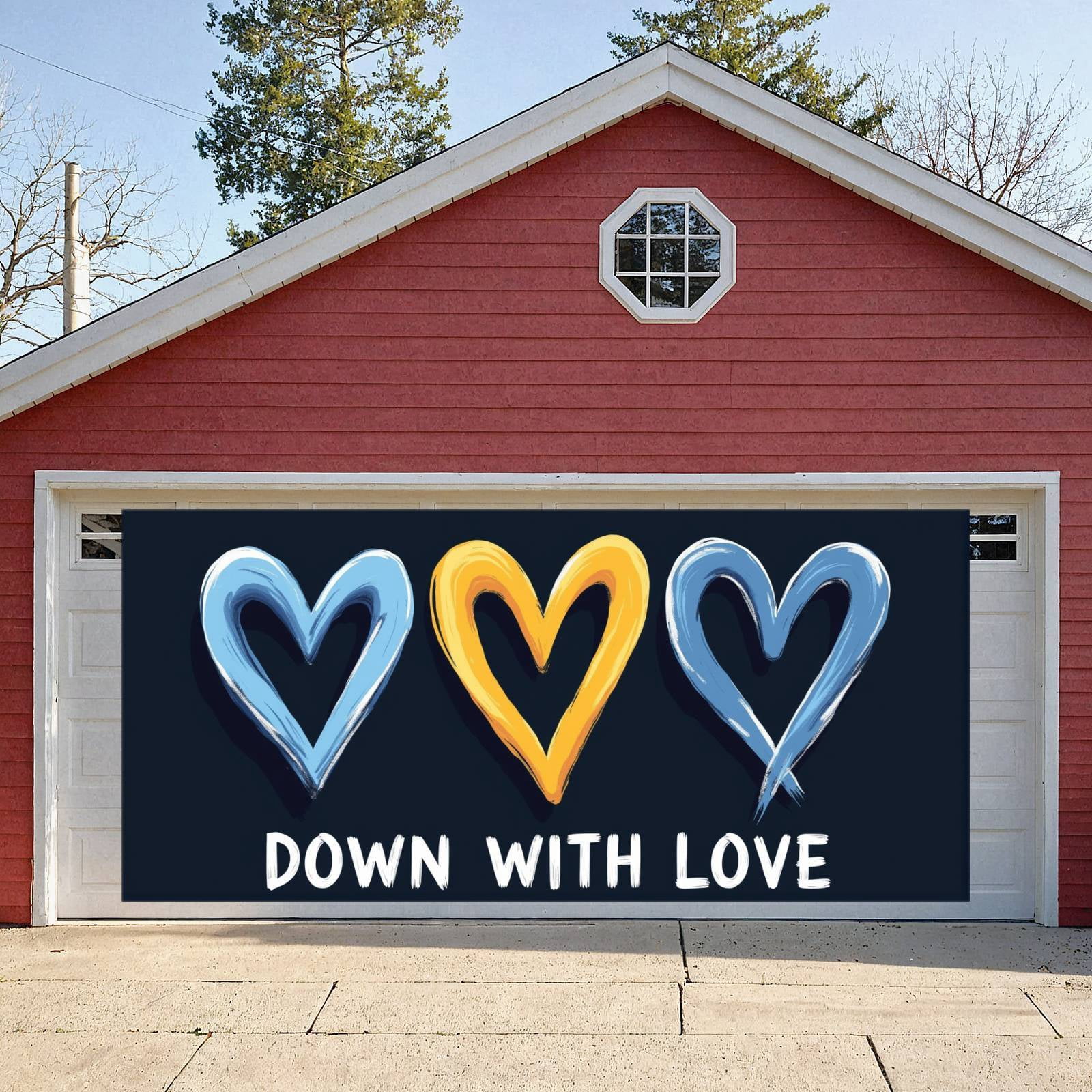 Hand-painted Down With Love Banner Blue-yellow Color Love Backdrop ...