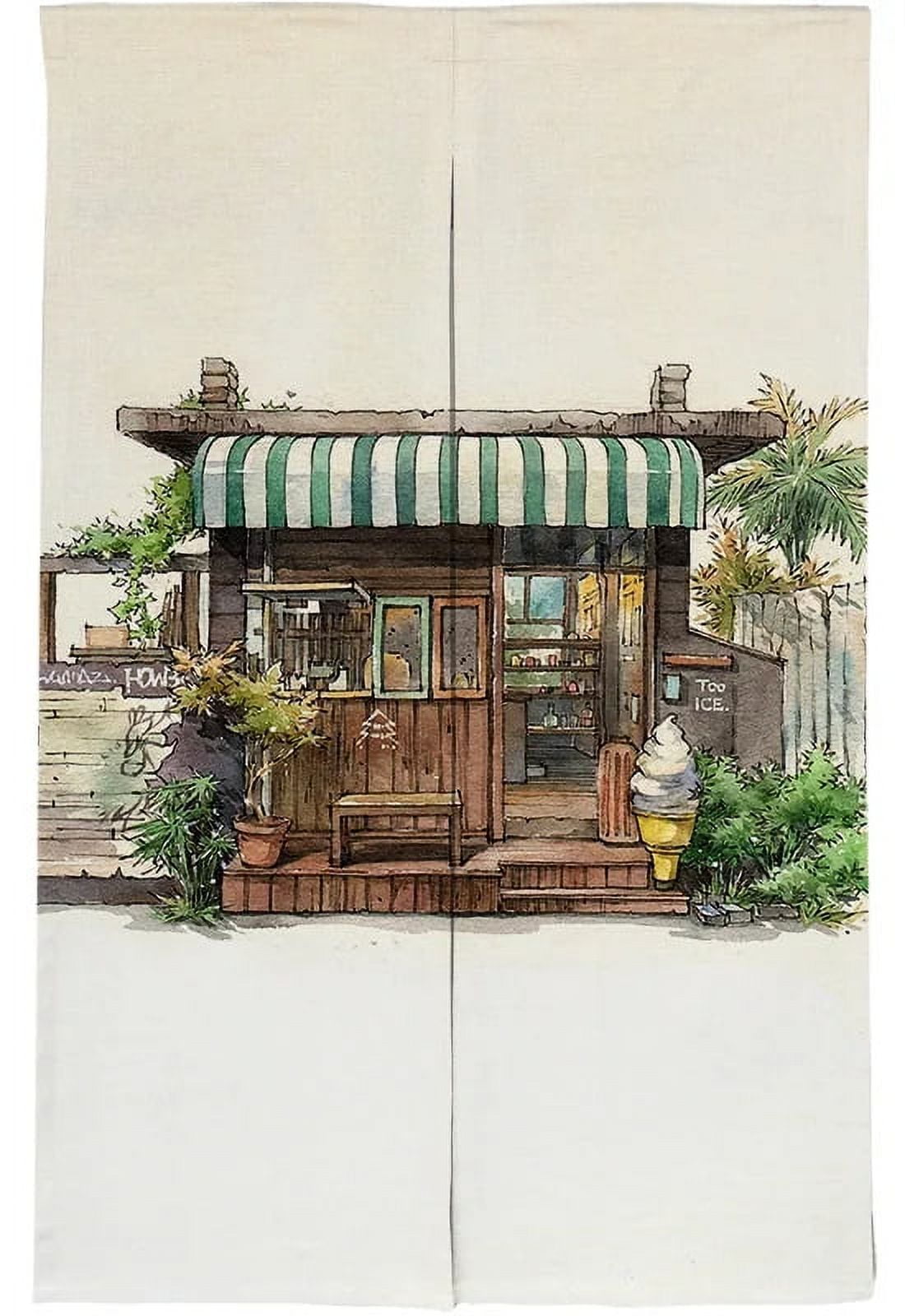 Hand-painted Street View Japanese Door Curtains Kitchen Bedroom Doorway ...