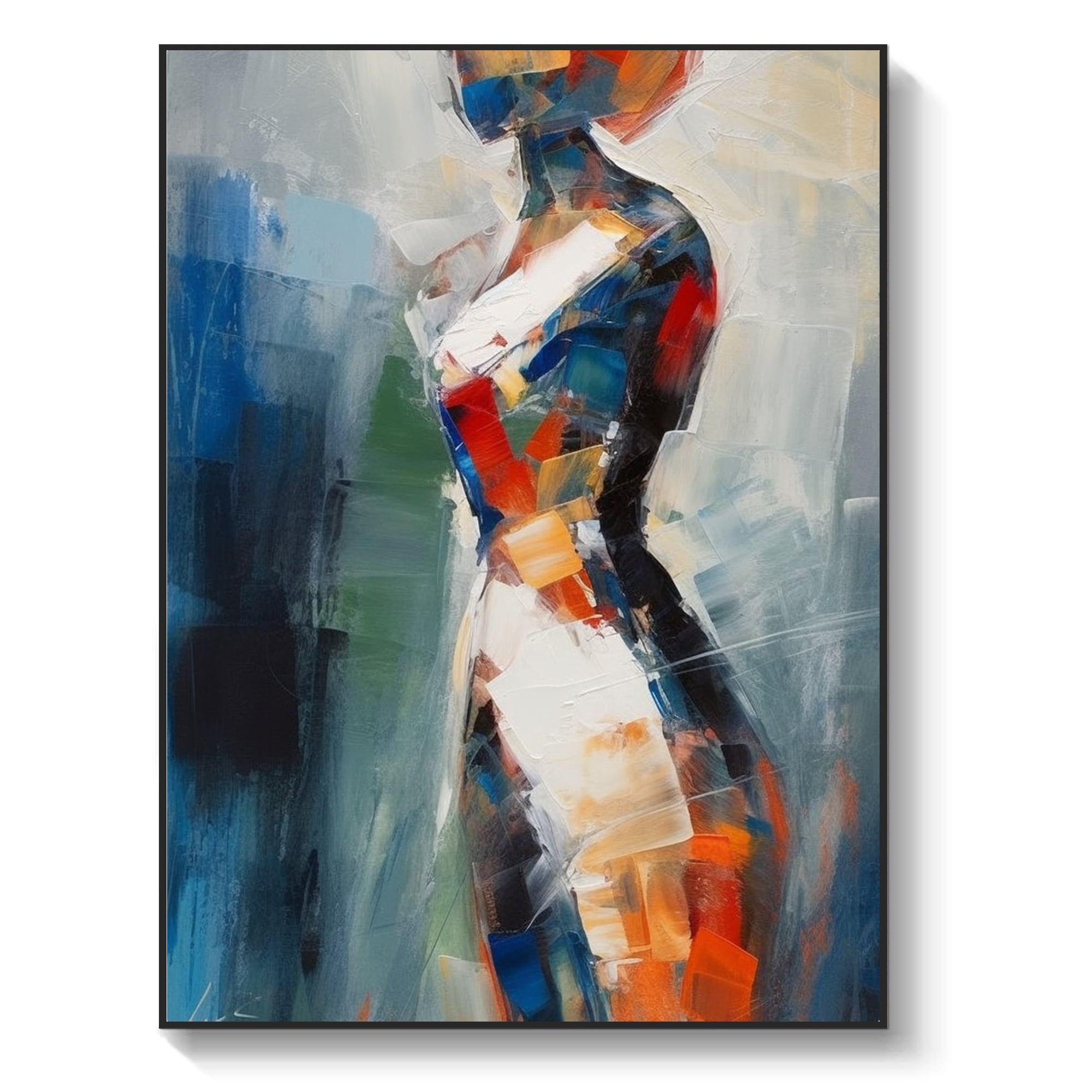 Hand-painted oil painting vertical abstract figure artwork oil painting ...