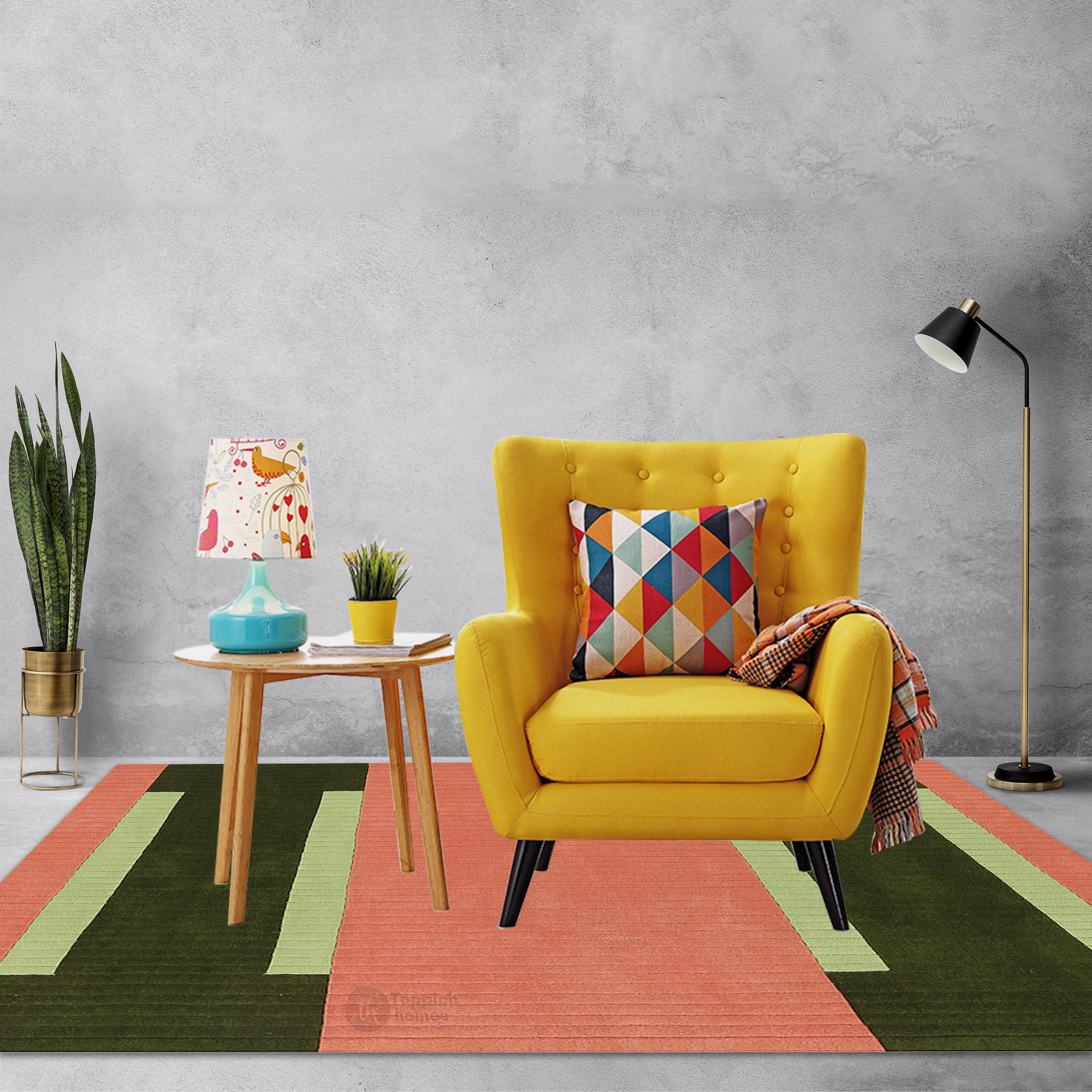 Hand tuft rug, Pink & Green color, Wool carpet, 12x12 Bed, Living, room ...