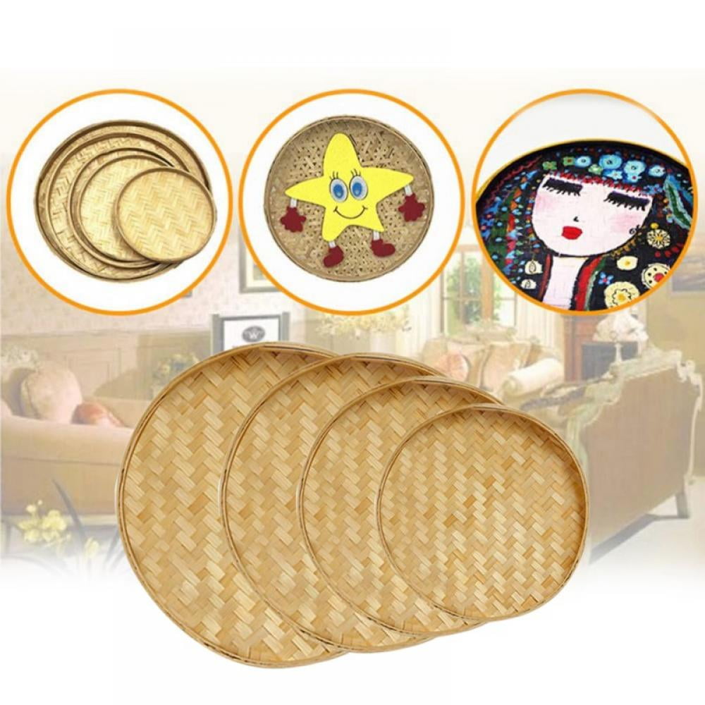 Hand-woven Bamboo Sieve Hand-painted Bamboo Raft Round Dustpan DIY ...