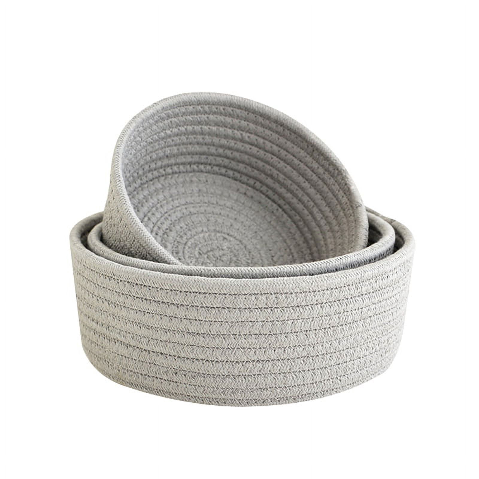 Hand-woven Braided Storage Basket,Cotton Rope Round Handmade Portable ...